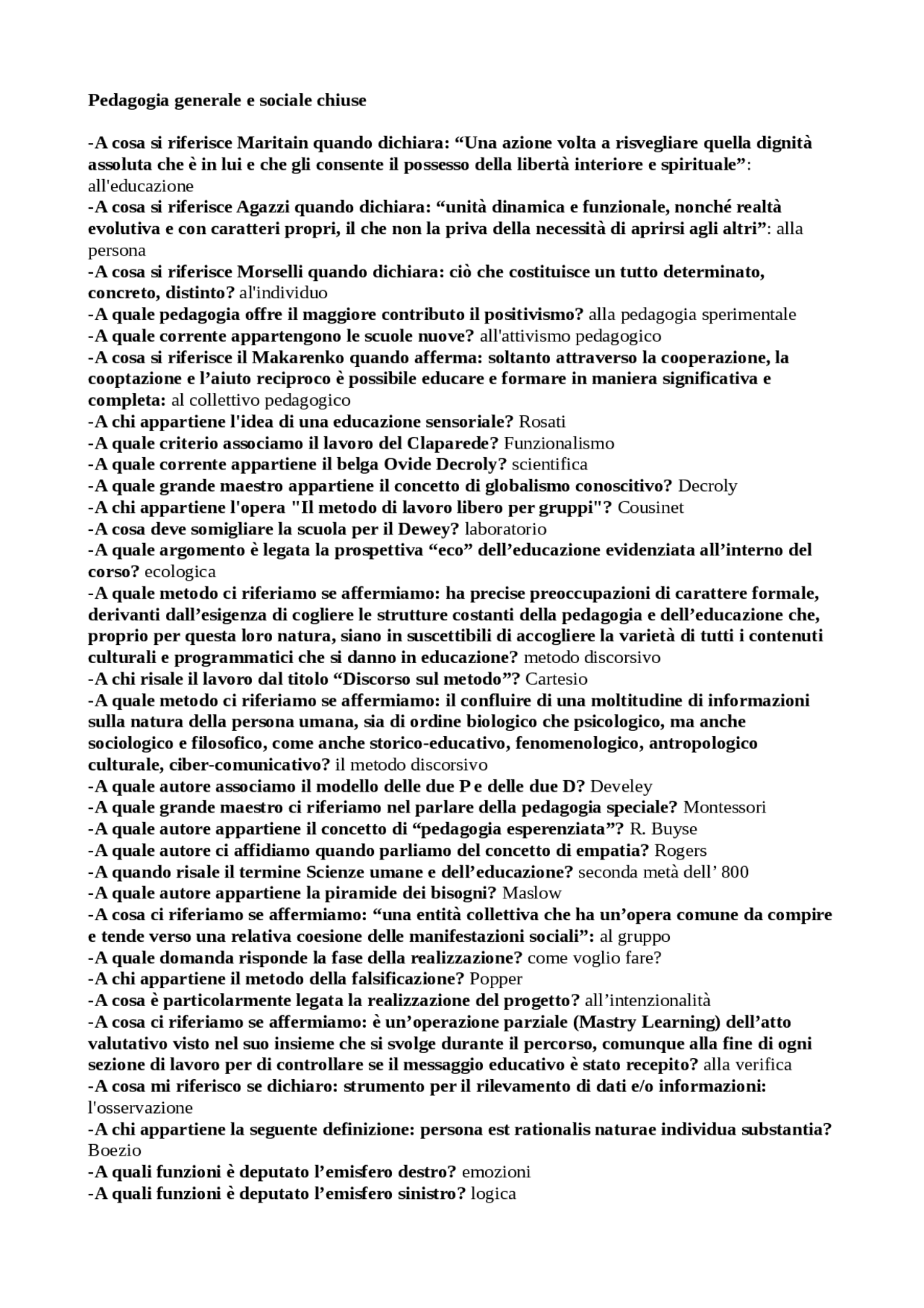 Pedagogia Generale E Sociale Ecampus Chiuse Docsity