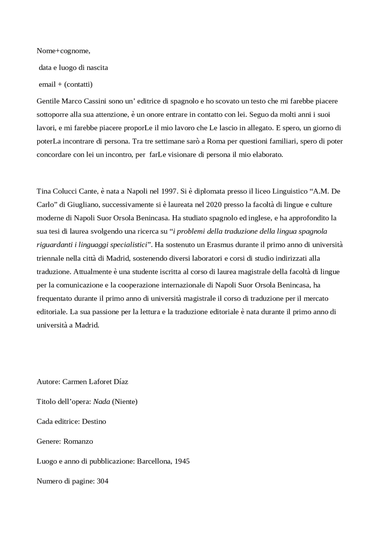 Elaborato Per Laboratorio Di Traduzione Docsity