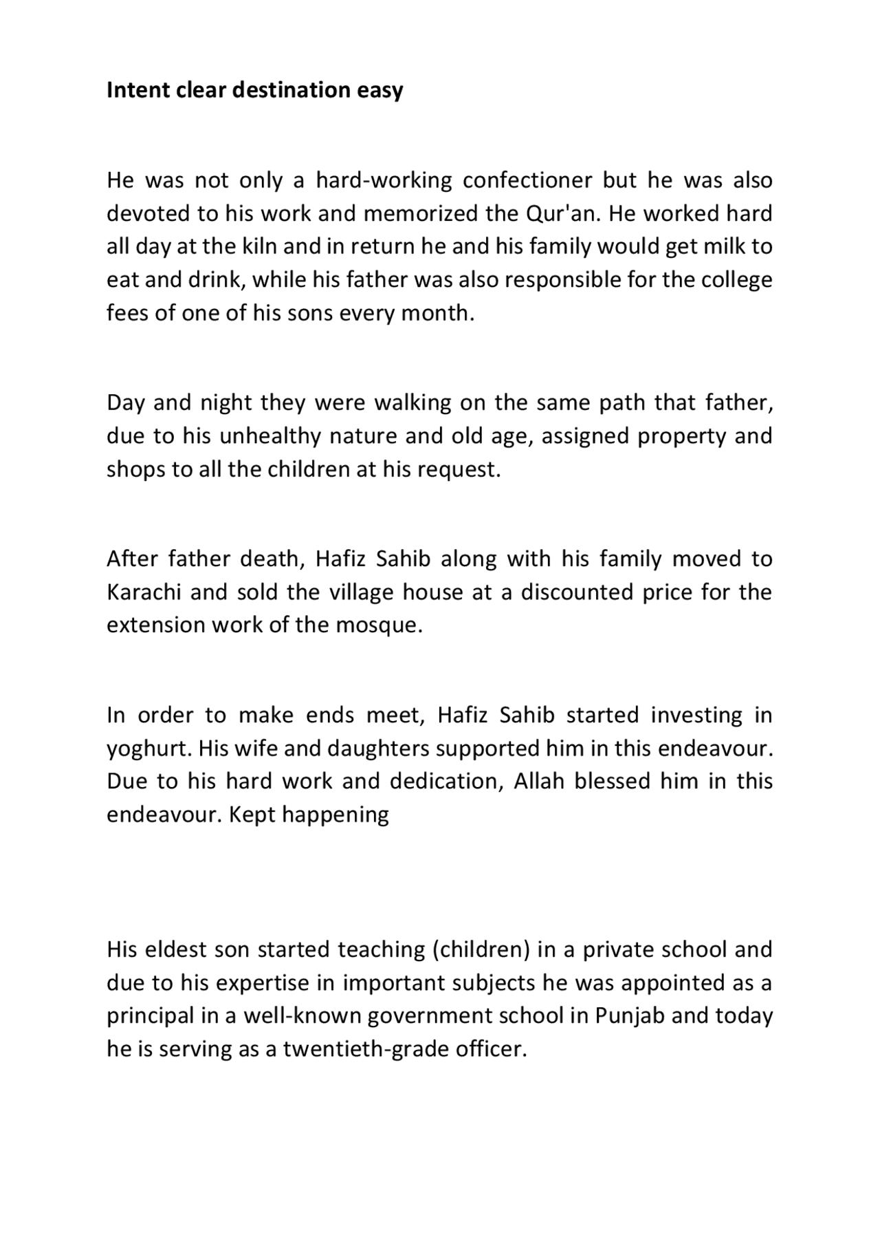 Intent clear destination easy - Docsity