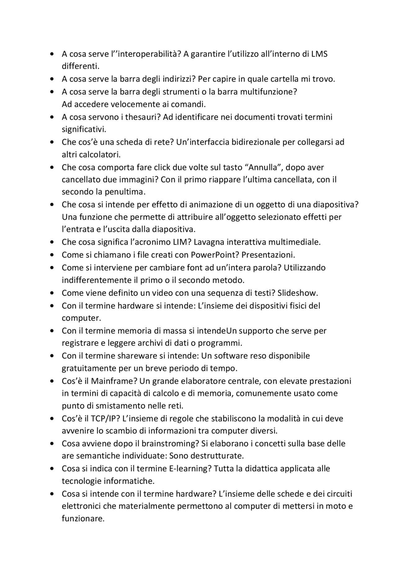 Quiz Test Fdp 8 Moduli Docsity
