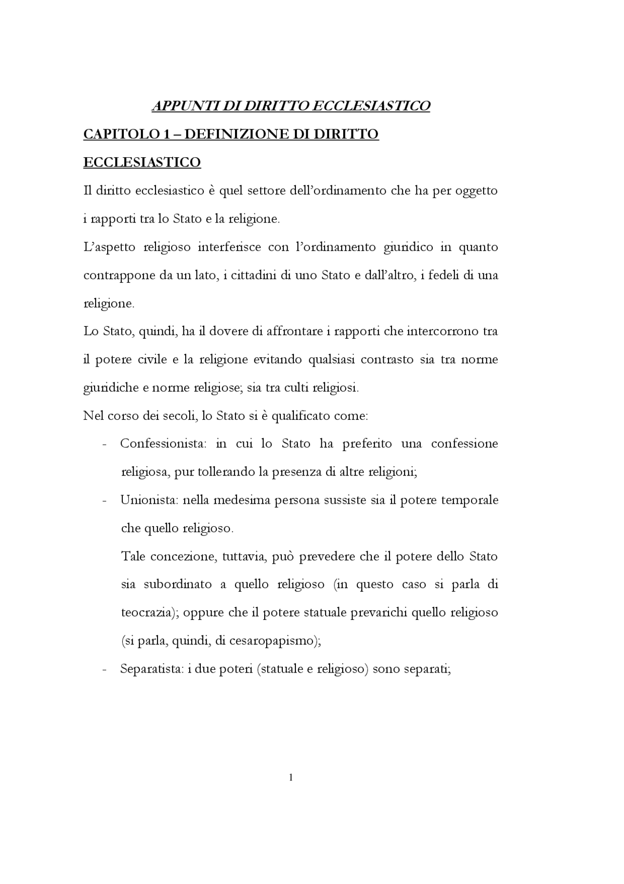 Riassunto Di Diritto Ecclesiastico Docsity