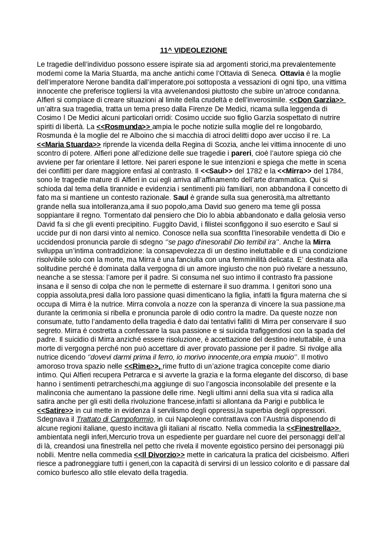Appunti Vittorio Alfieri 3 Appunti Di Letteratura Italiana Docsity