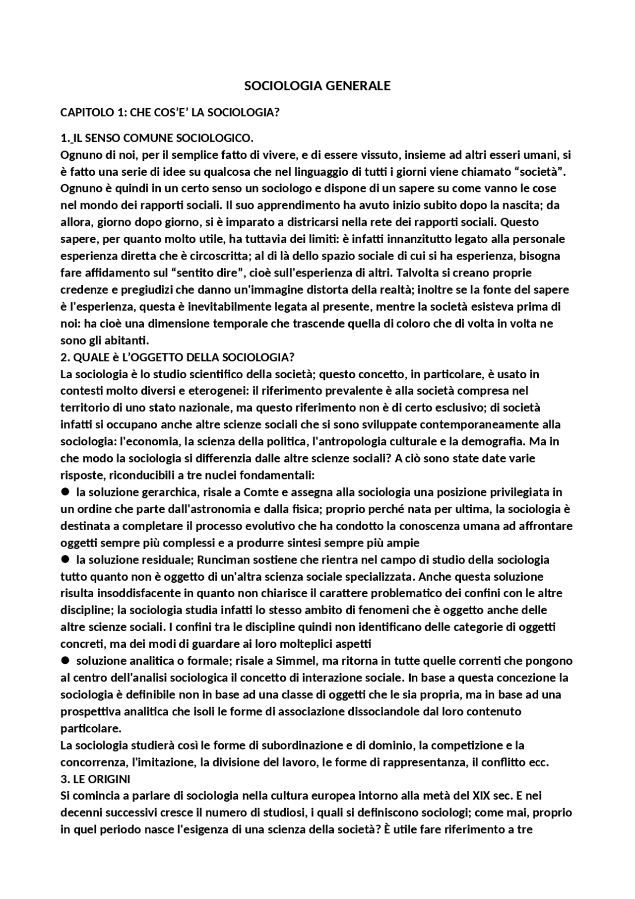 Riassunto Sociologia Generale Docsity