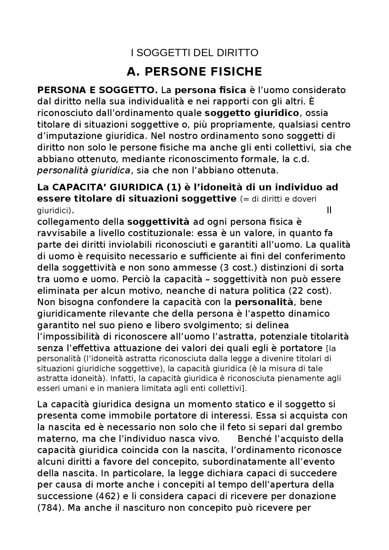Riassunti Prime E Seconda Parte Diritto Privato Docsity