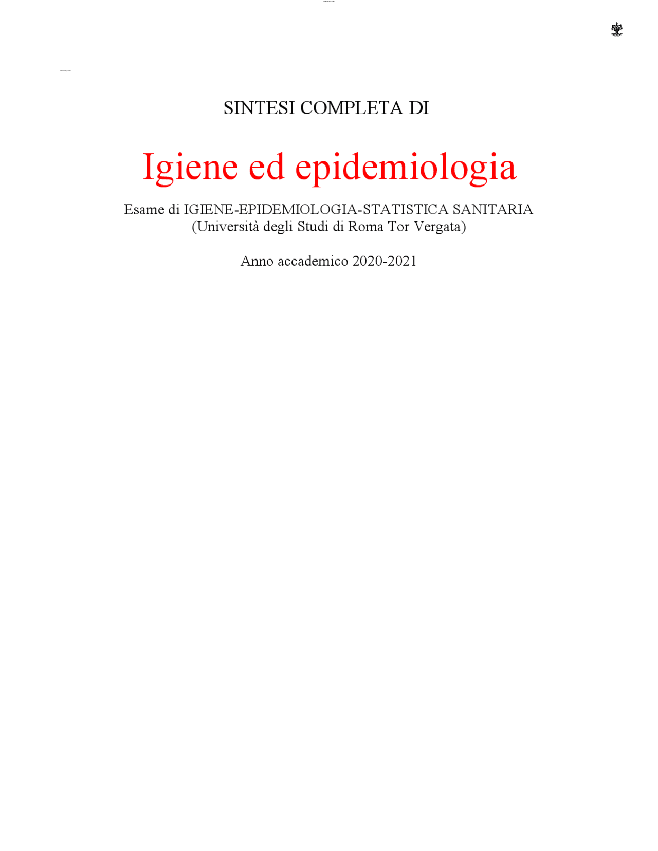 Igiene Ed Epidemiologia Docsity