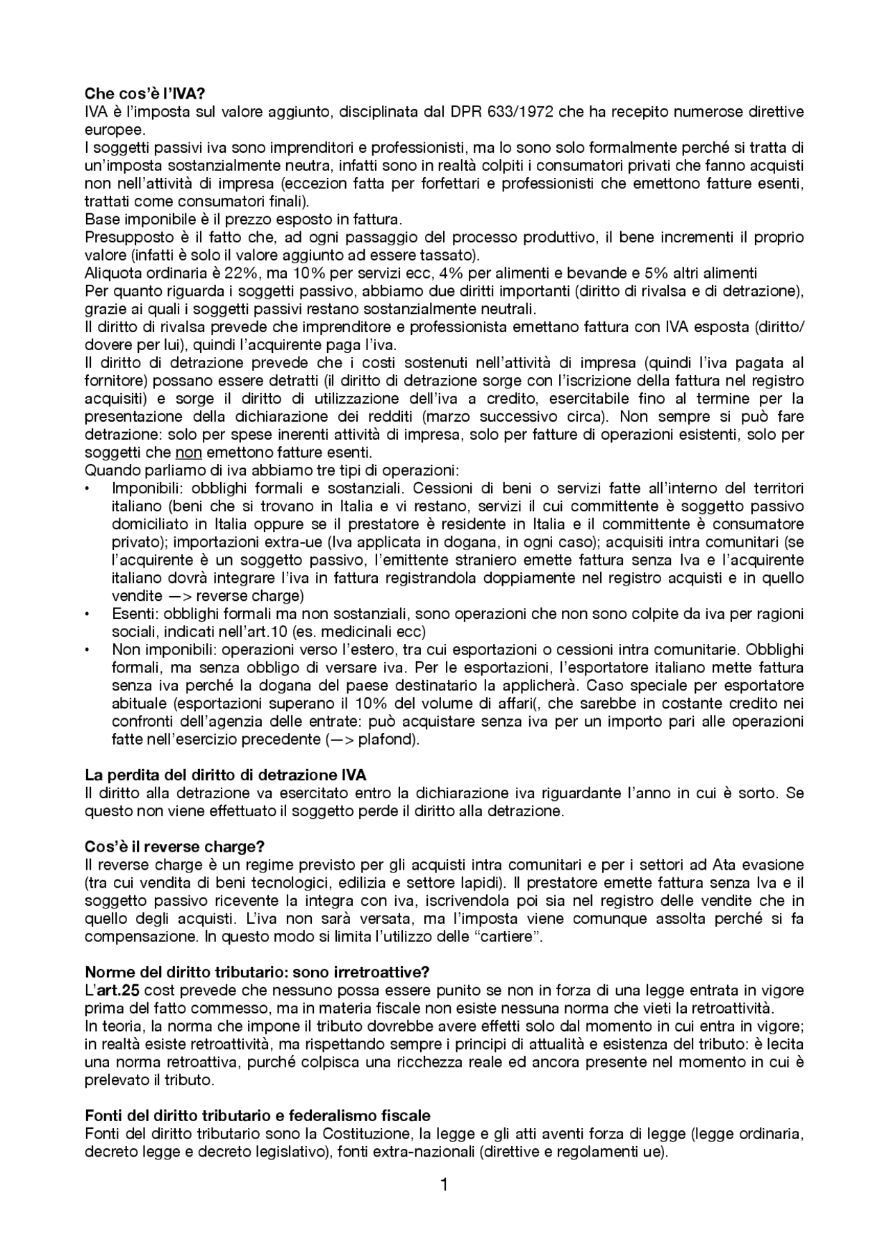 Paniere completo di domande e risposte (complete) per l'esame di diritto tributario - Docsity
