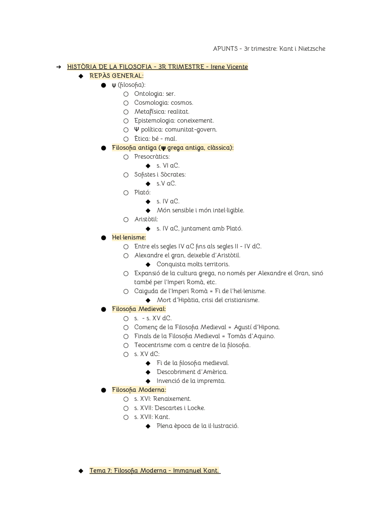 Apunts De Història De La Filosofia Docsity