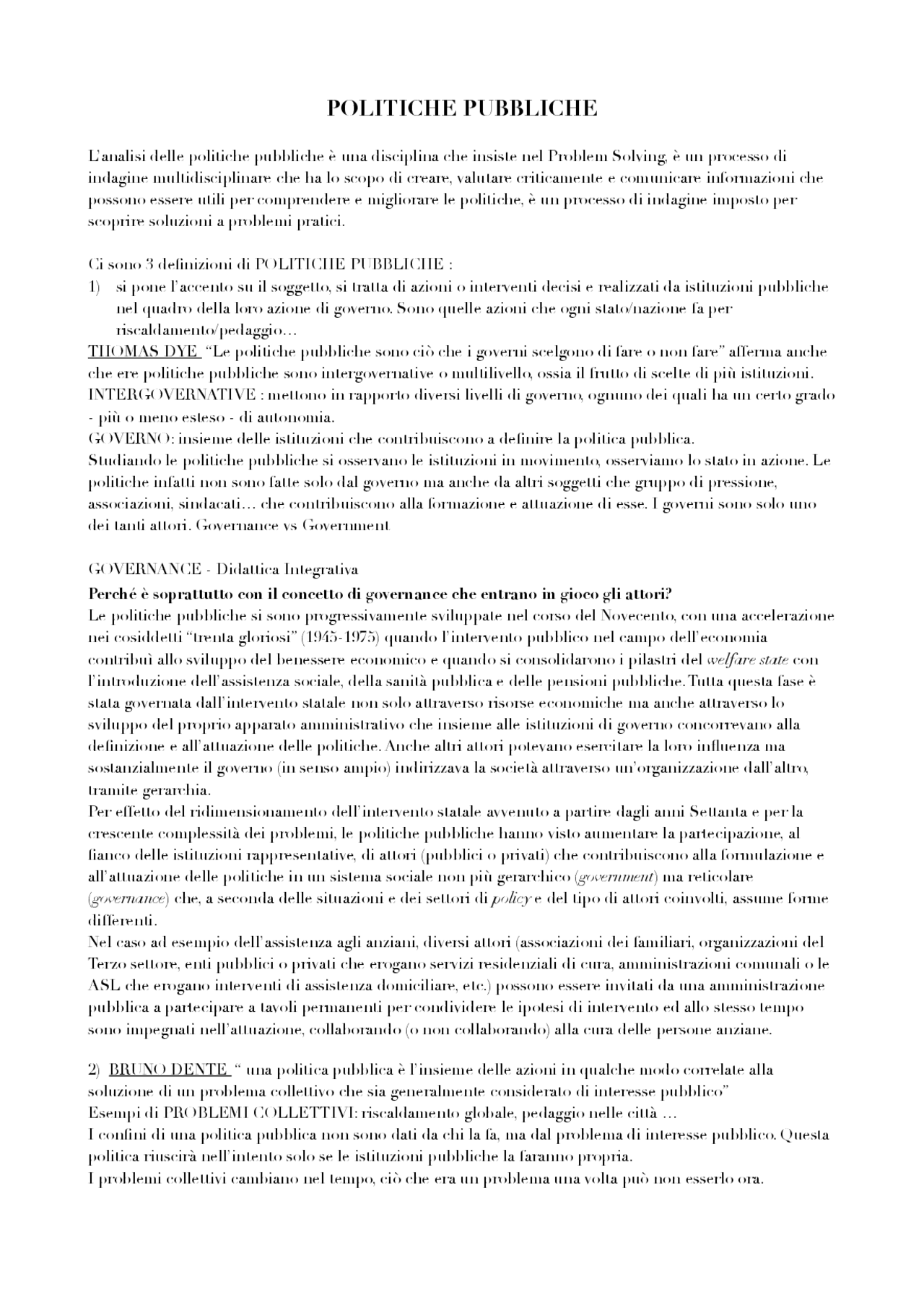 Analisi Delle Politiche Pubbliche Docsity