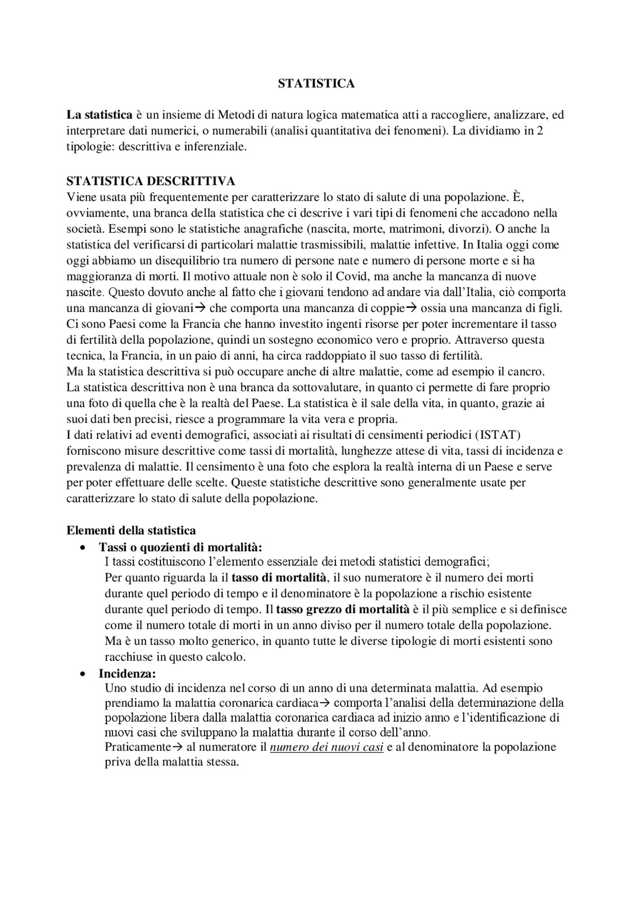 Statistica Esame Da 3 Cfu Docsity