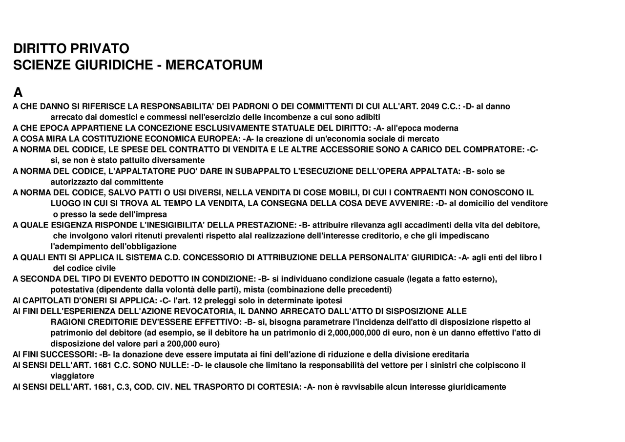Prove Desame Diritto Privato Mercatorum Scienze Giuridiche Docsity