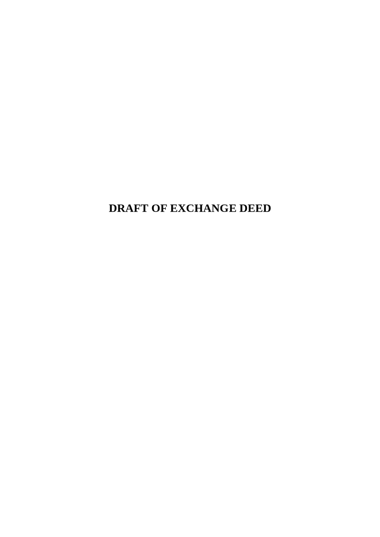 EXCHANGE DEED IN INDIA | Study Guides, Projects, Research Law | Docsity