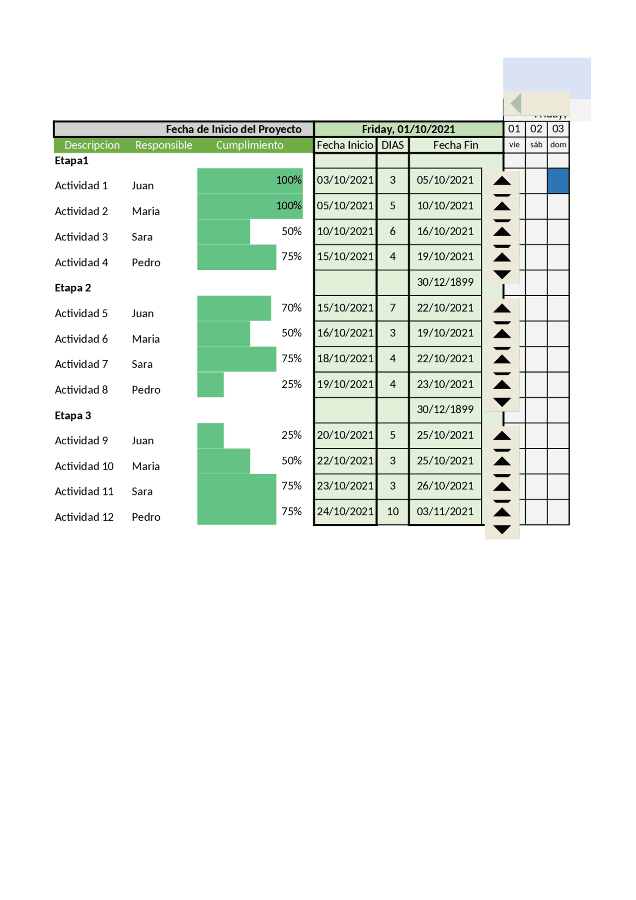 Excel dinámico para información - Docsity