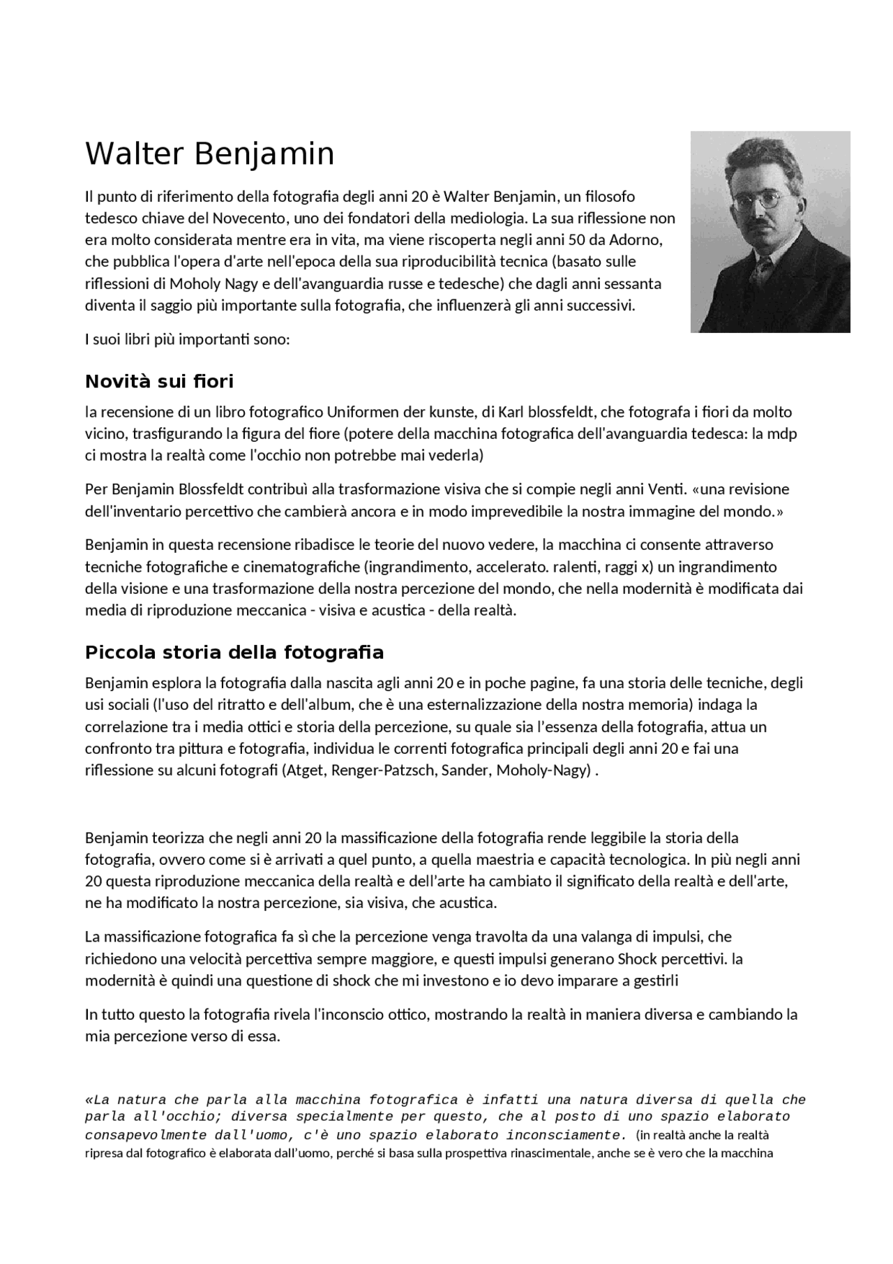 Appunti Su Walter Benjamin Docsity
