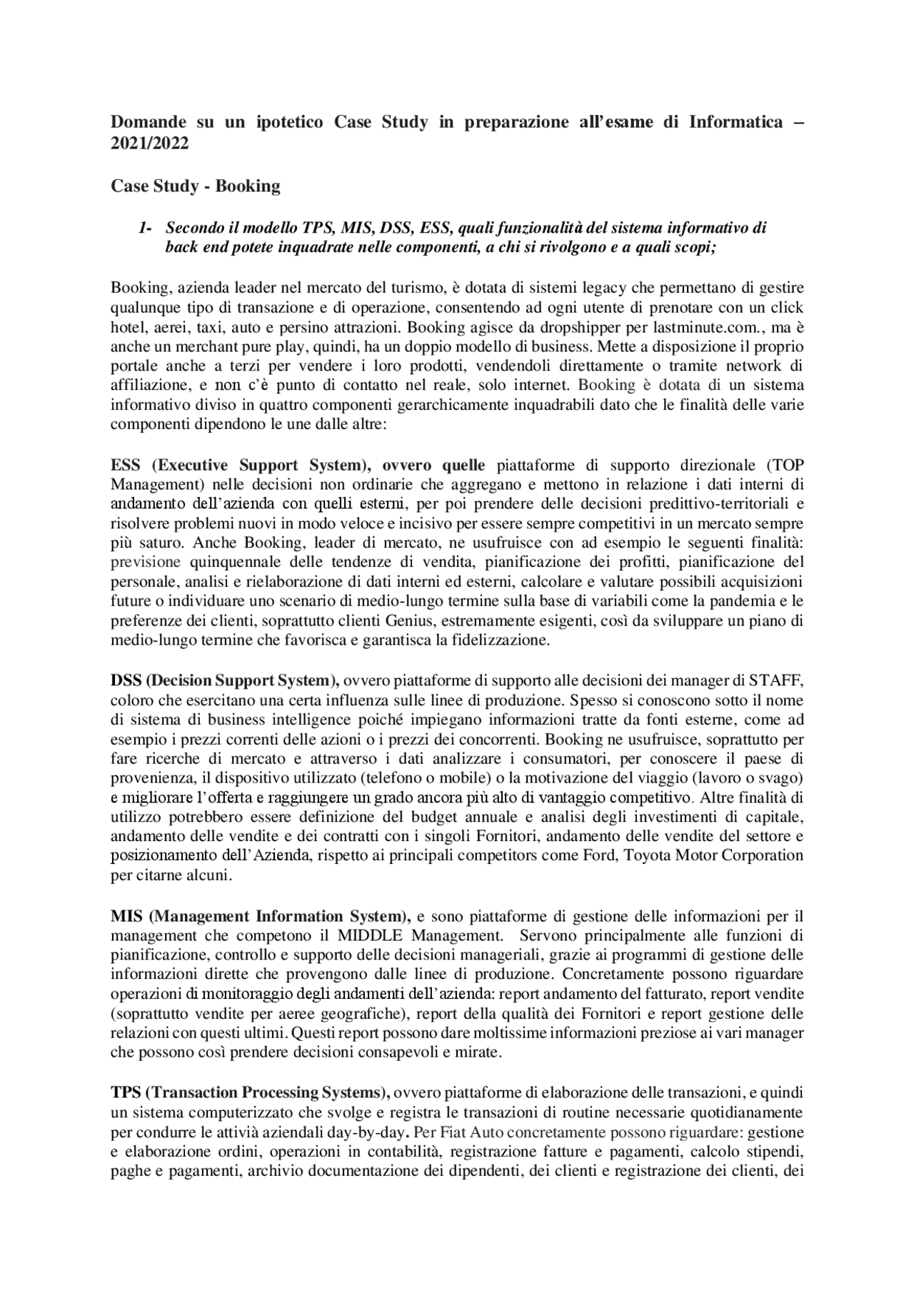 Simulazione Informatica Corso Progredito Docsity