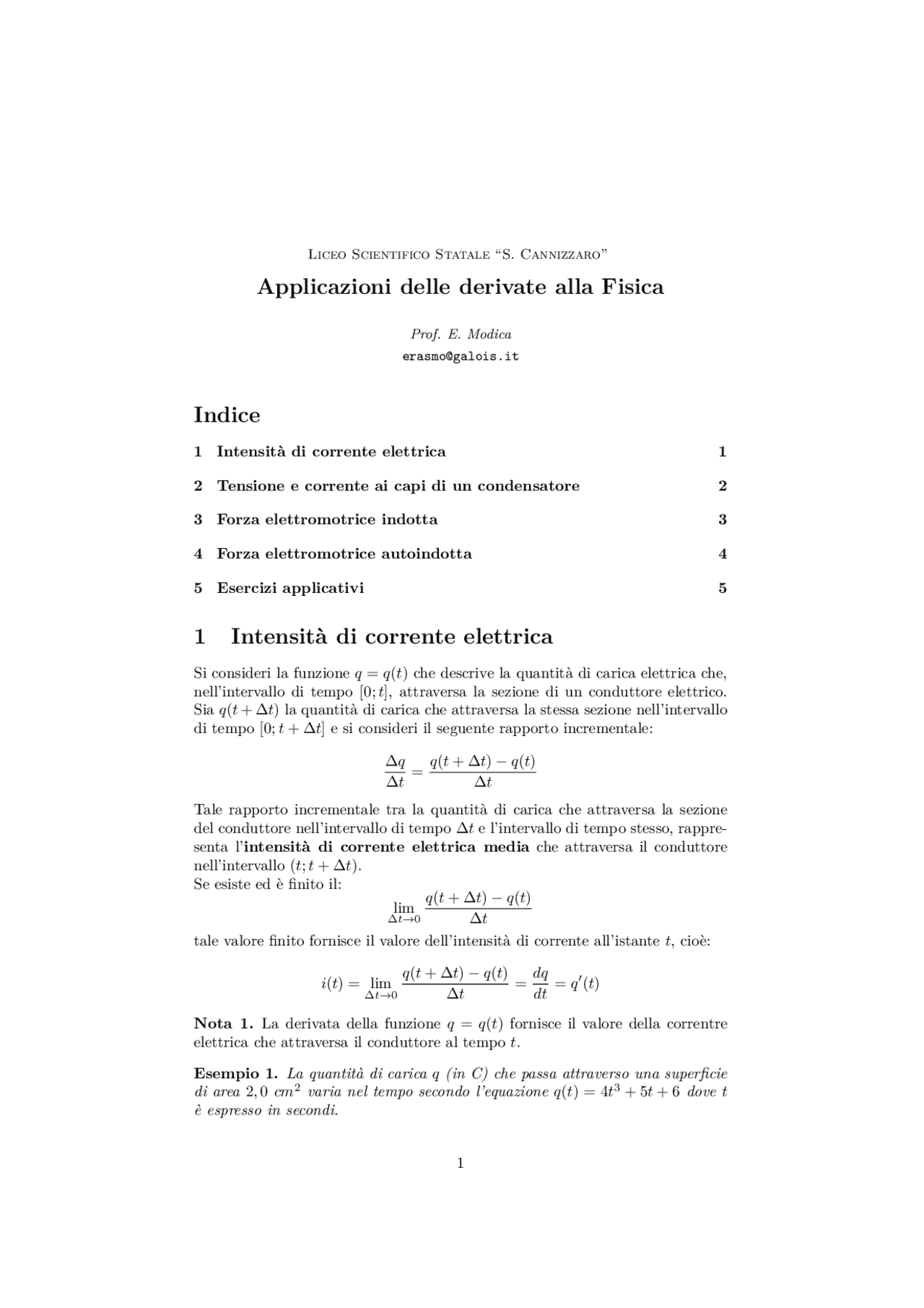 Derivate matematica - Docsity