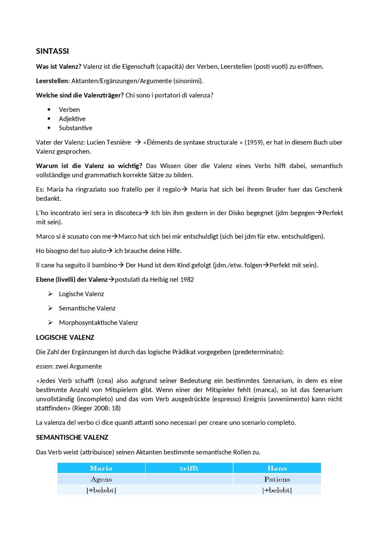 SINTASSI LINGUA TEDESCA II - Docsity