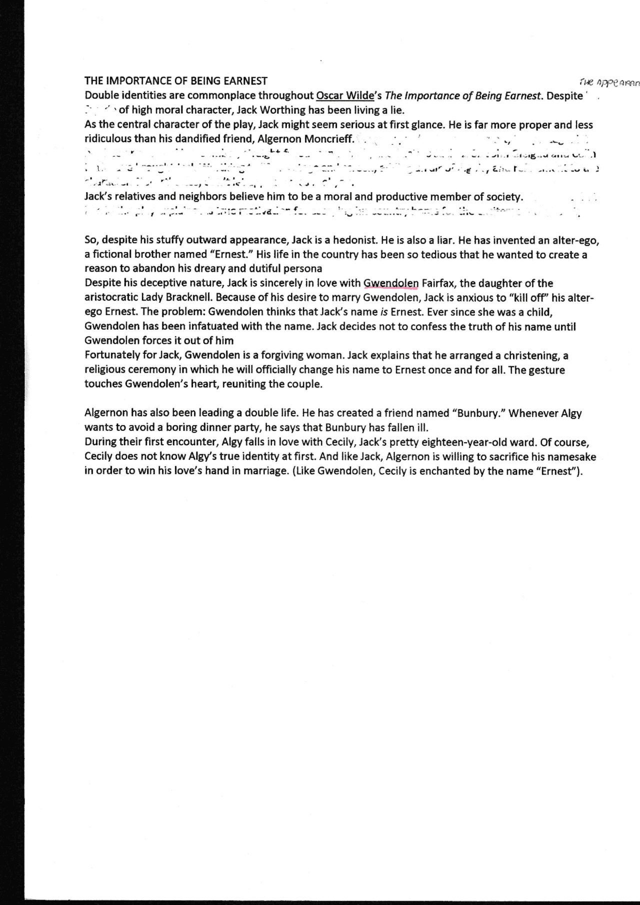 The important of being earnest - Docsity