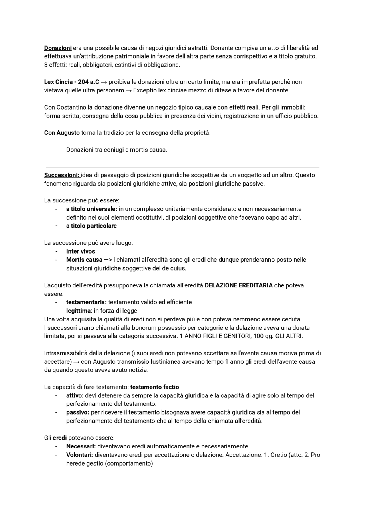 Le Donazioni E Le Successioni Appunti Di Istituzioni Di Diritto