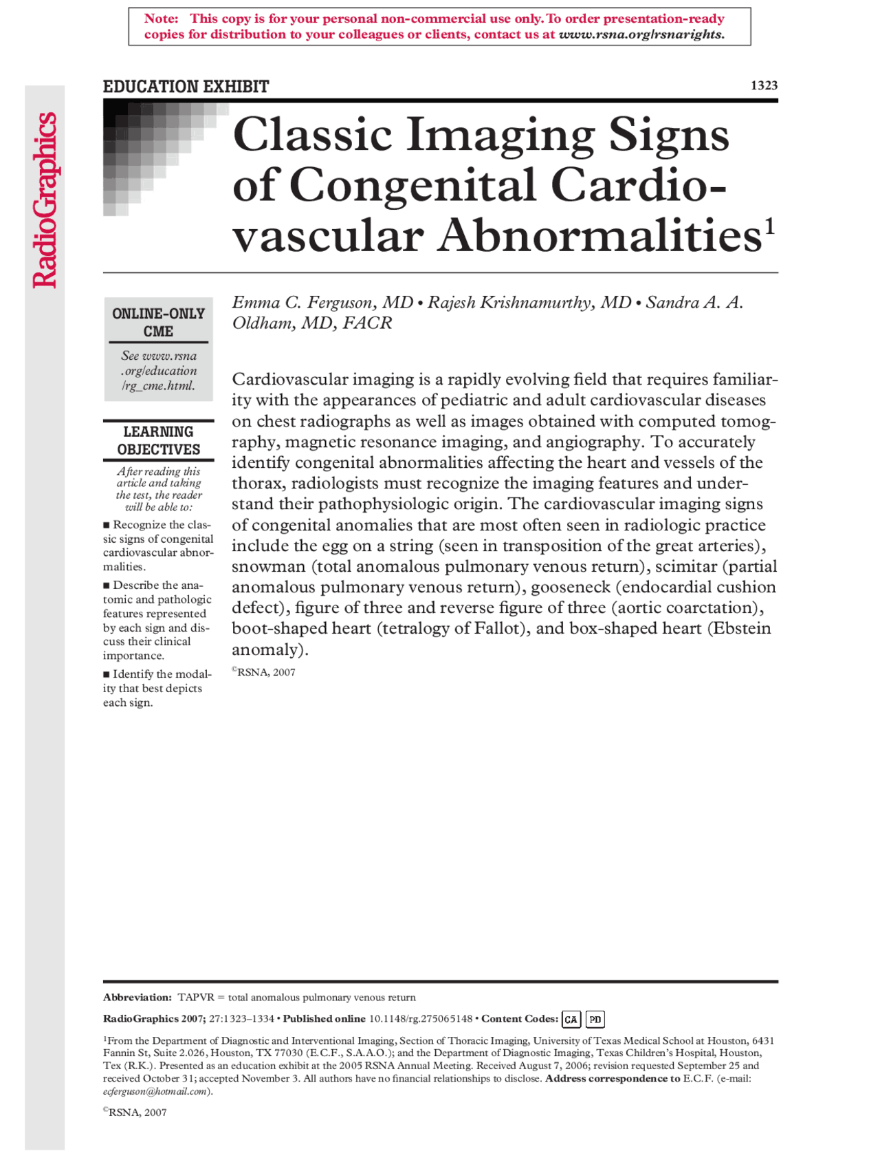 Signos de imagen clásicos de cardiopatías congénitas anomalías ...