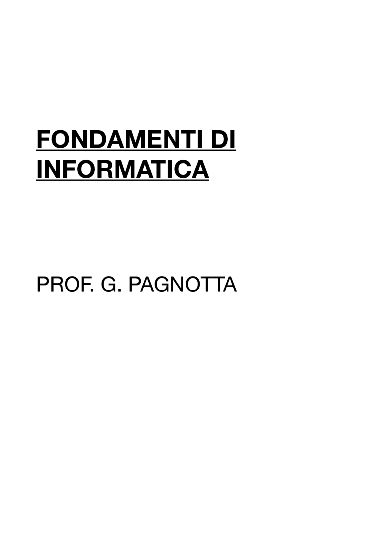 Fondamenti Di Informatica Docsity