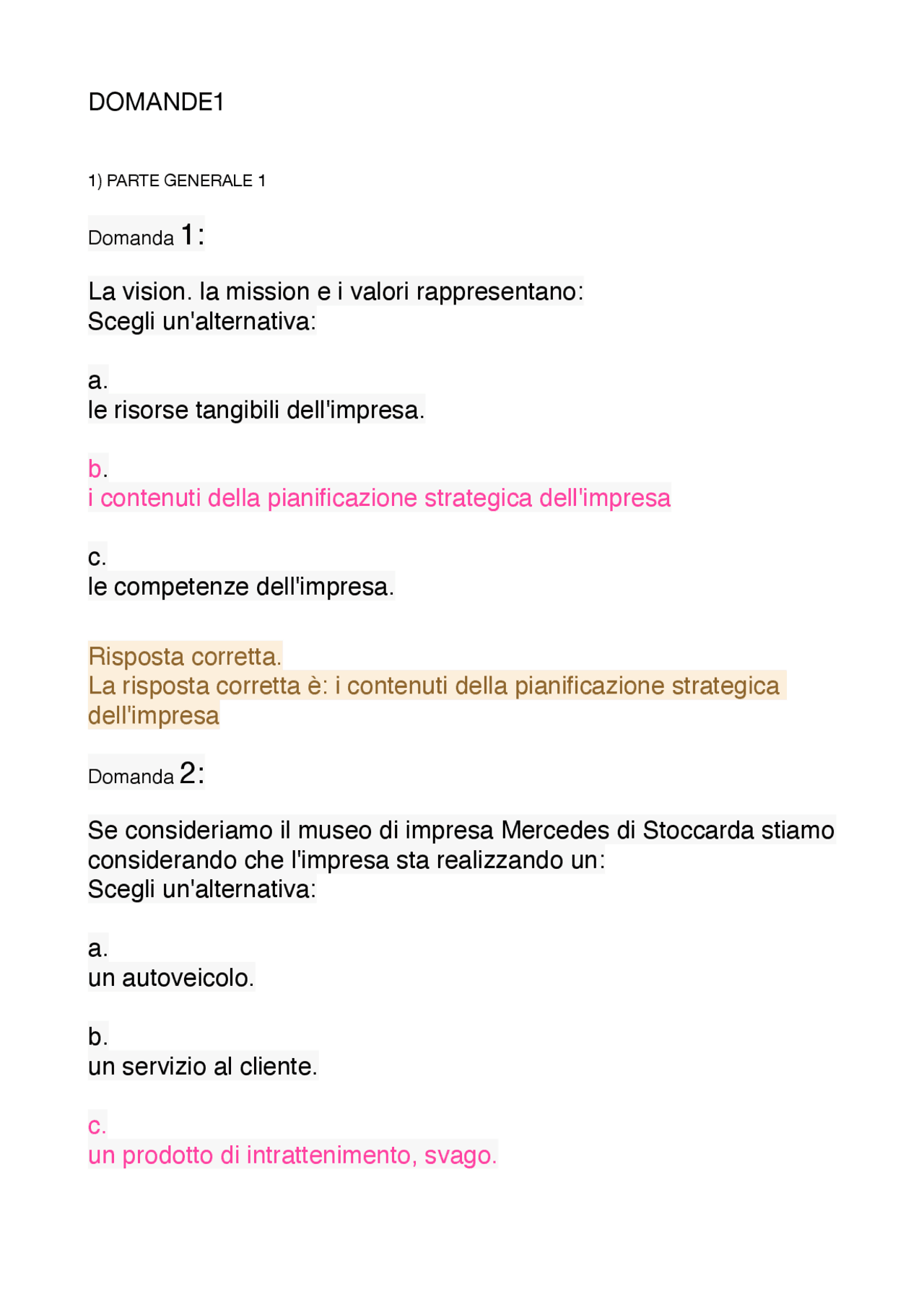 Esempio Domande Esame Gestione Dei Servizi Docsity