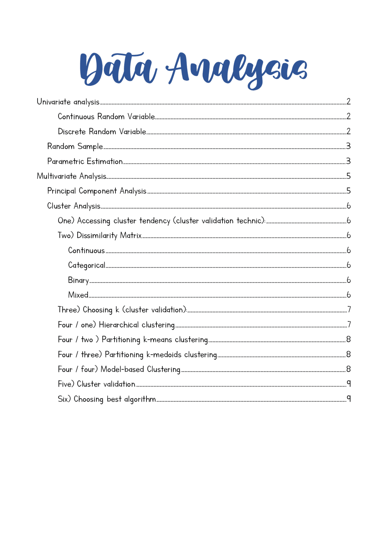 Data Analysis Summary Sintesi Del Corso Di Statistica Docsity