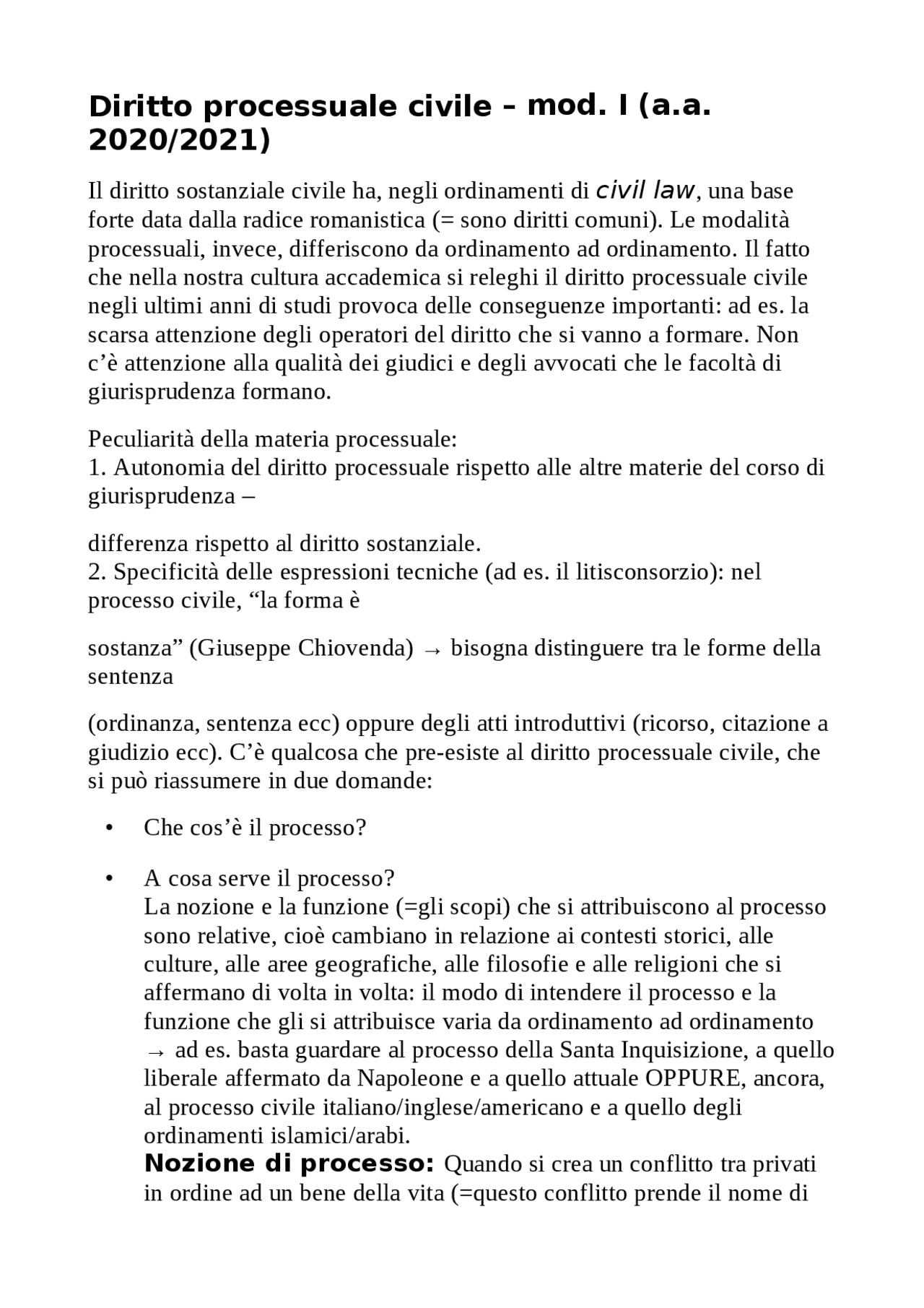 Appunti Diritto Processuale Modulo 1 Docsity