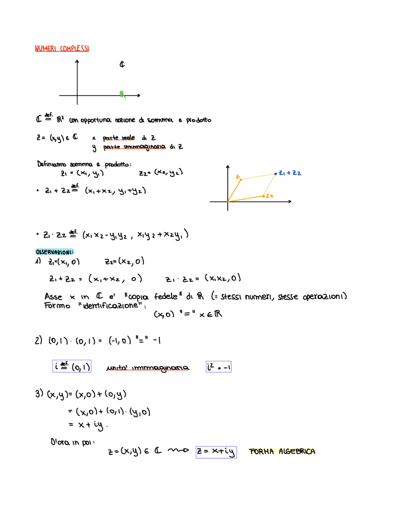 I Numeri Complessi Analisi Matematica 1 Docsity