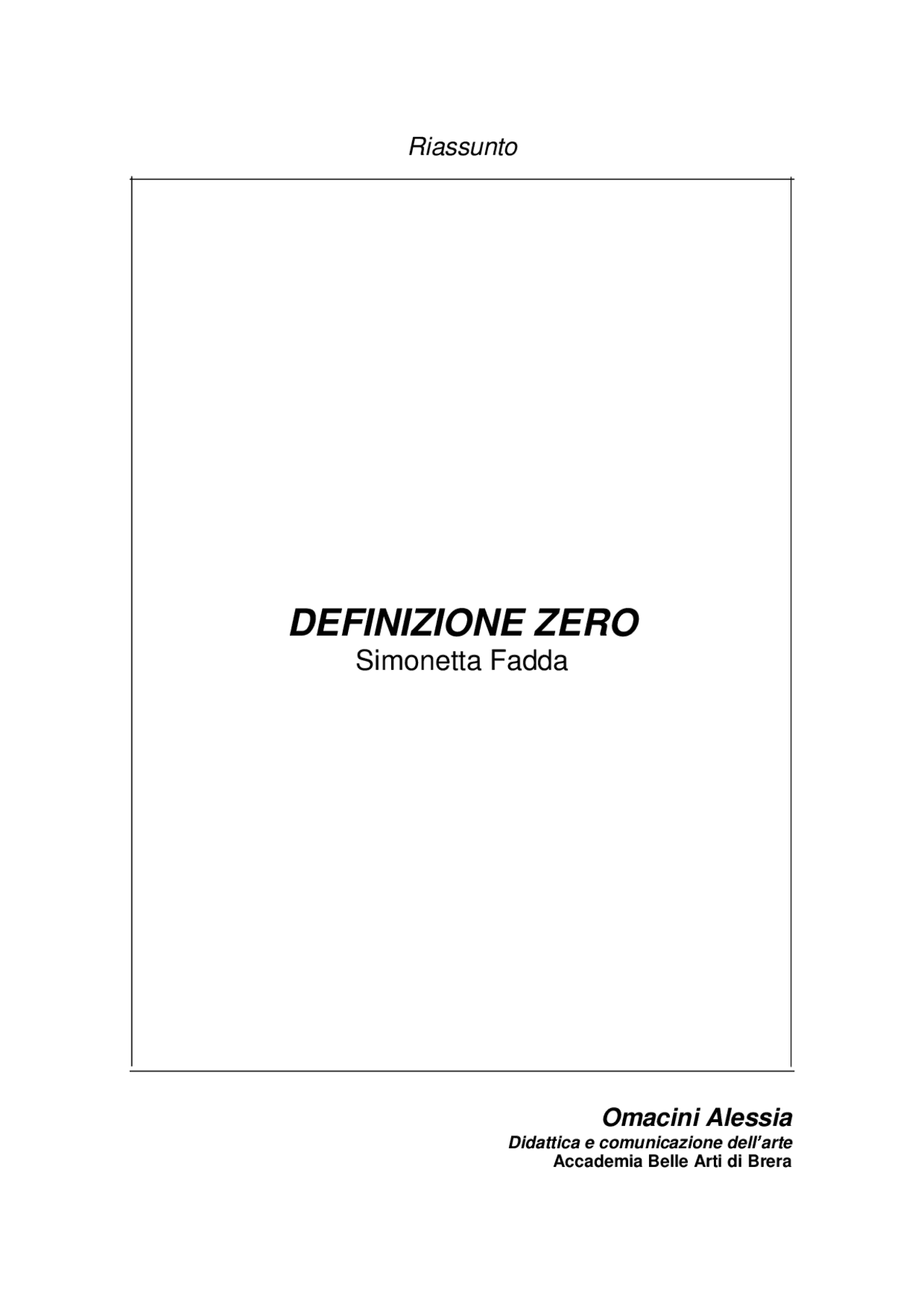 Riassunto Definizione Zero Fadda Docsity