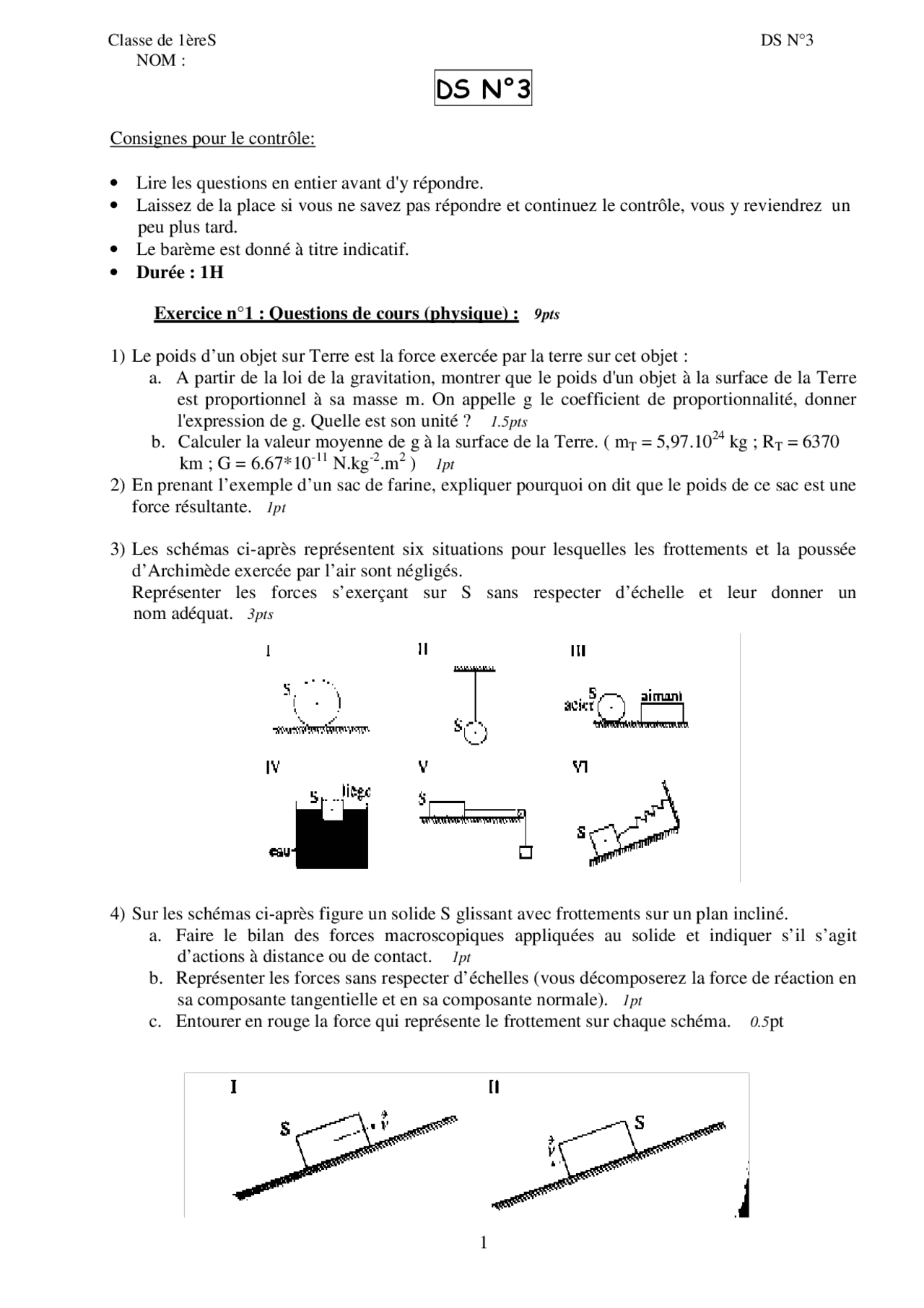 Ds N°3 Questions De Cours Physique Docsity