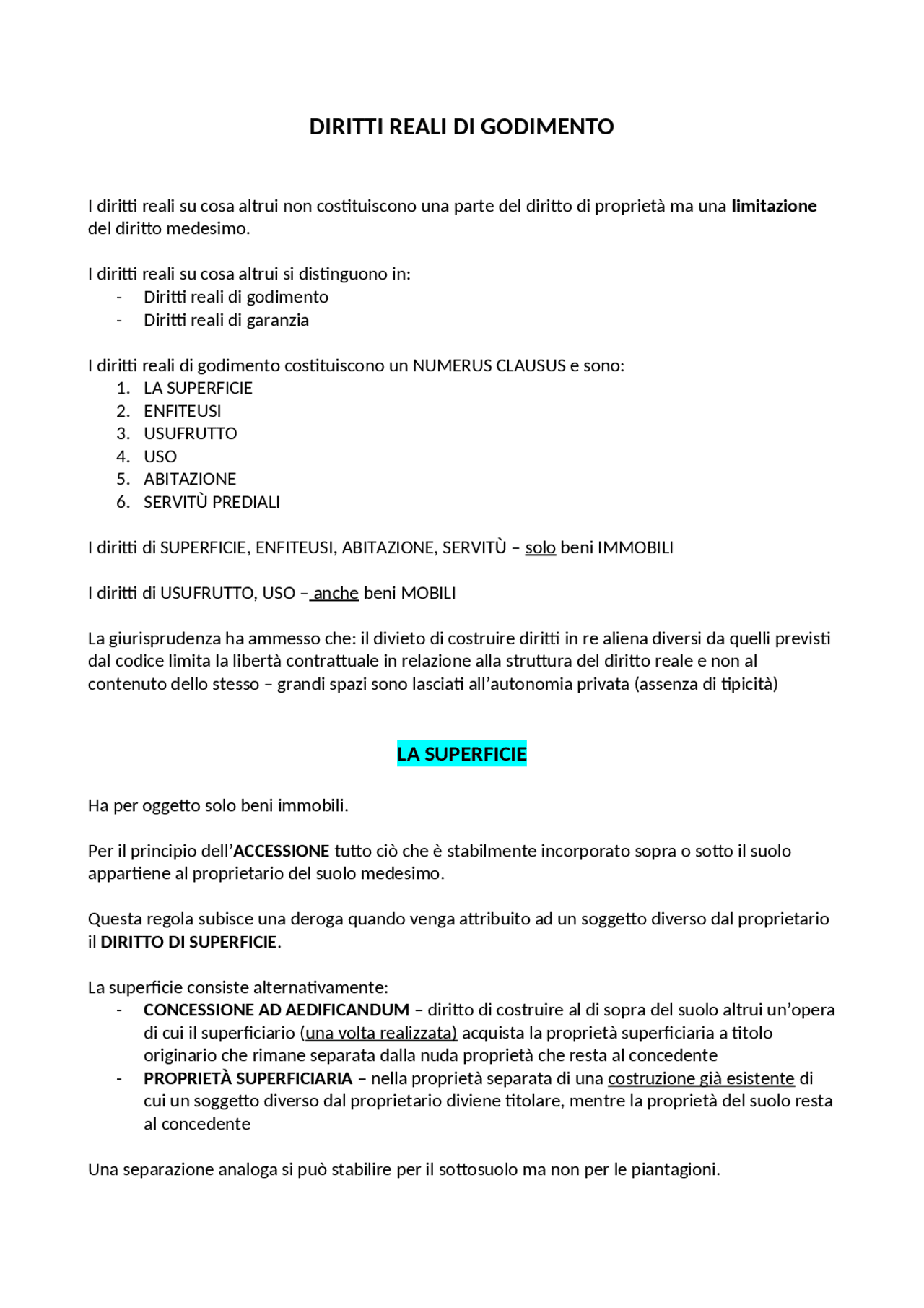 Diritti Reali Di Godimento Docsity