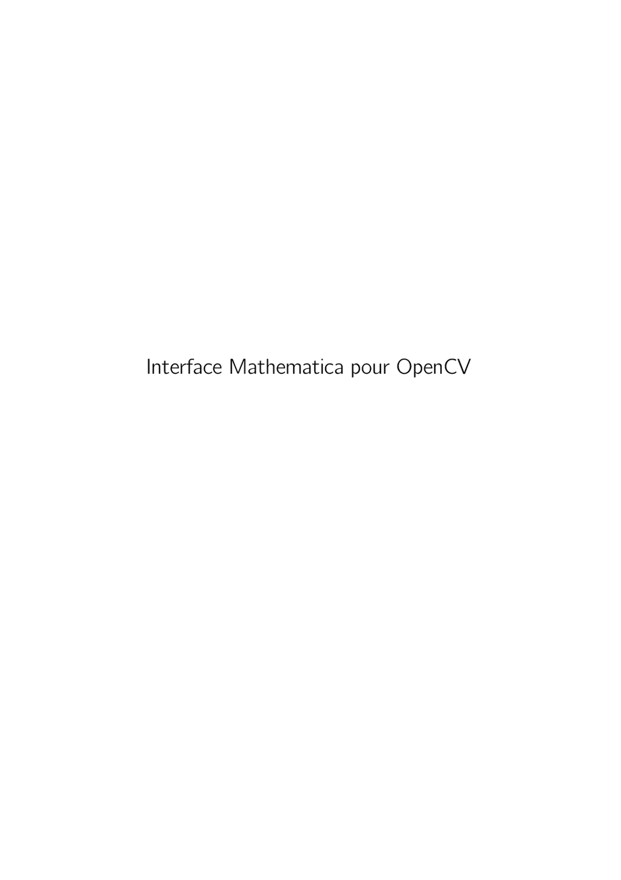 Interface Mathematica pour OpenCV - Docsity