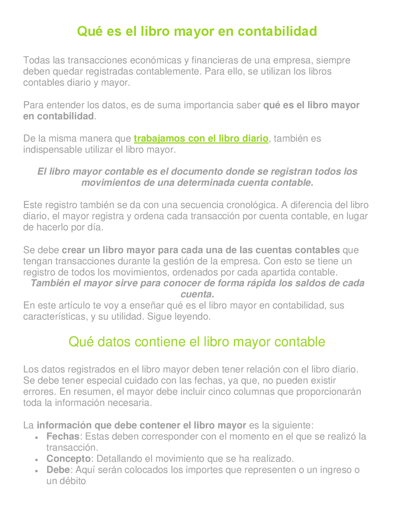 Qué es el libro mayor en contabilidad - Docsity