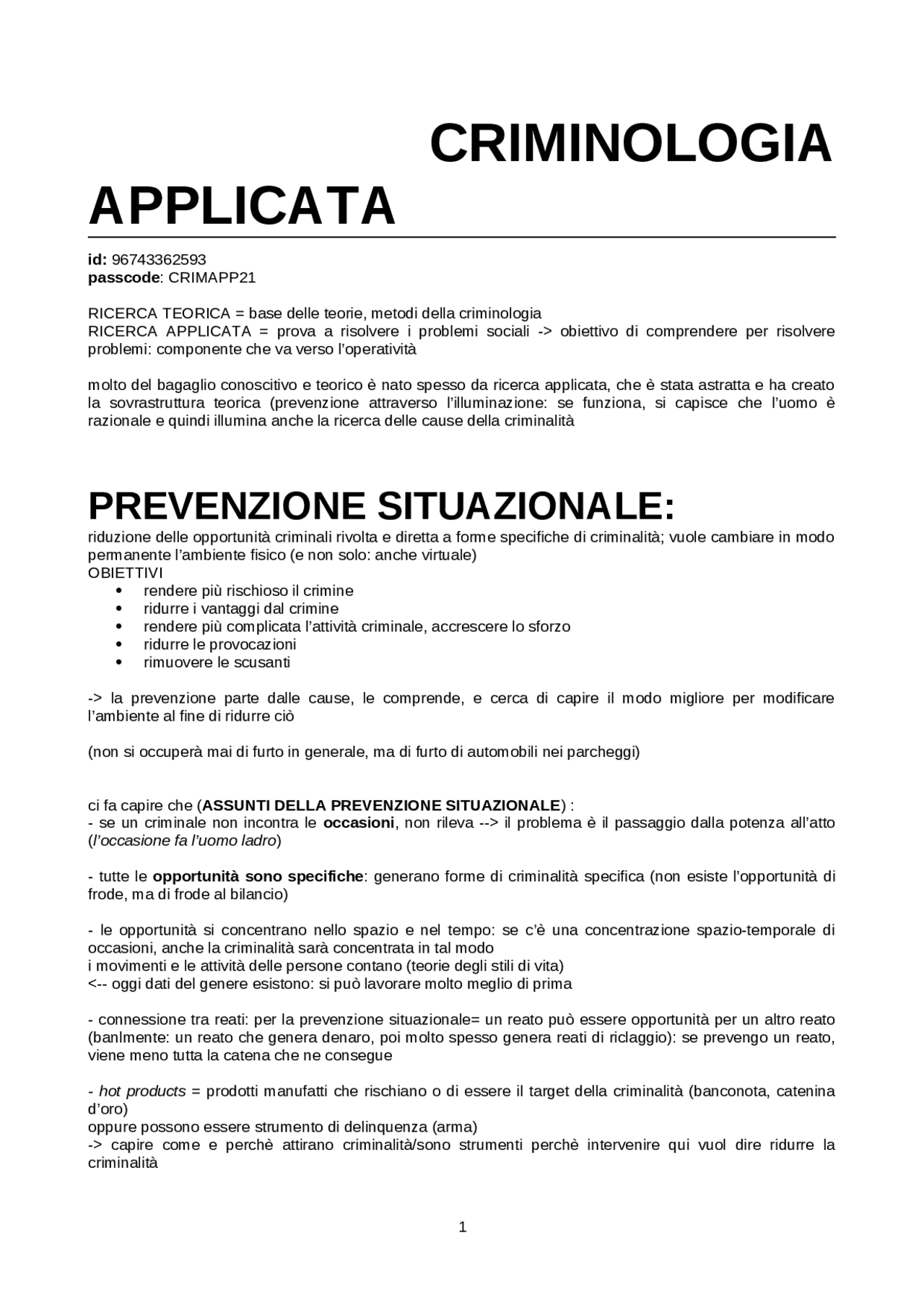 Appunti Di Criminologia Applicata Docsity