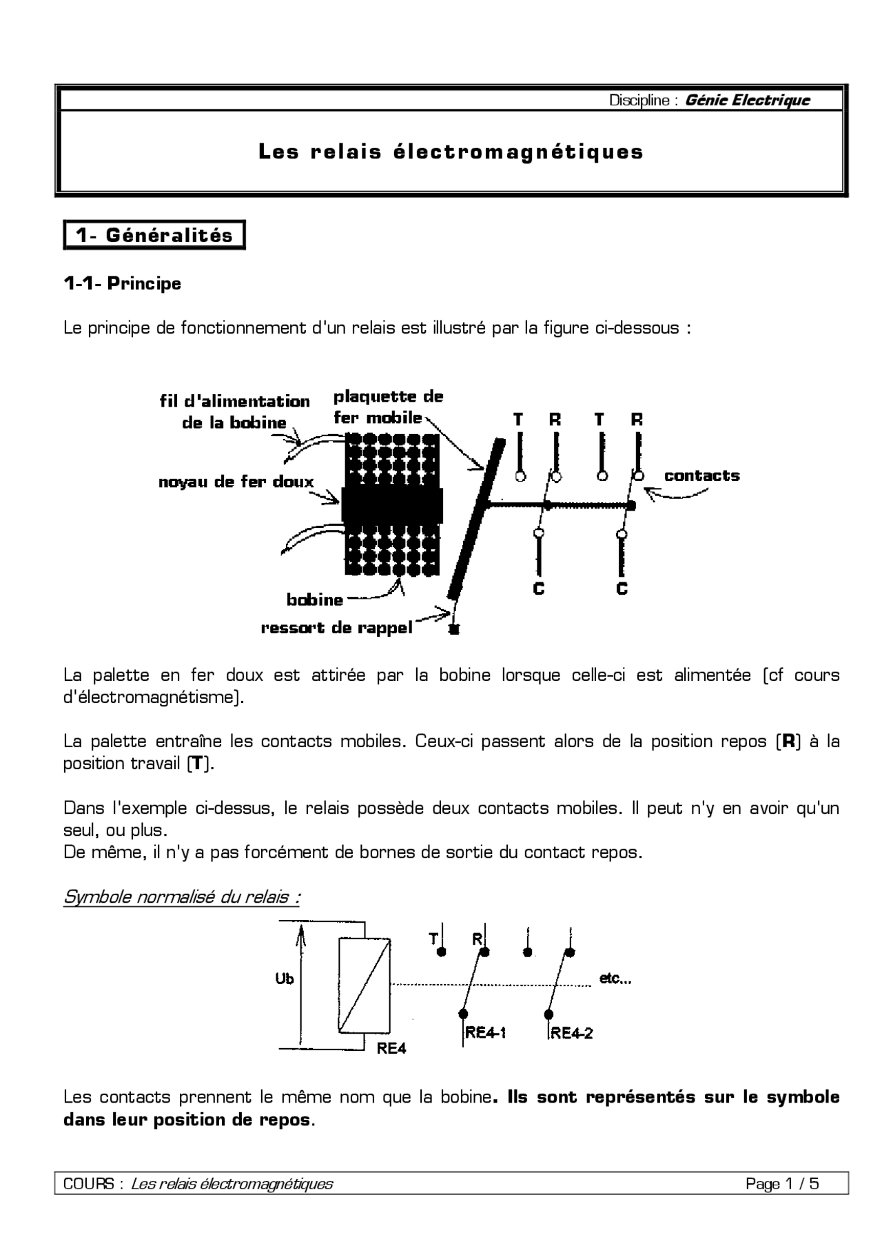 Les relais électromagnétiques - Docsity