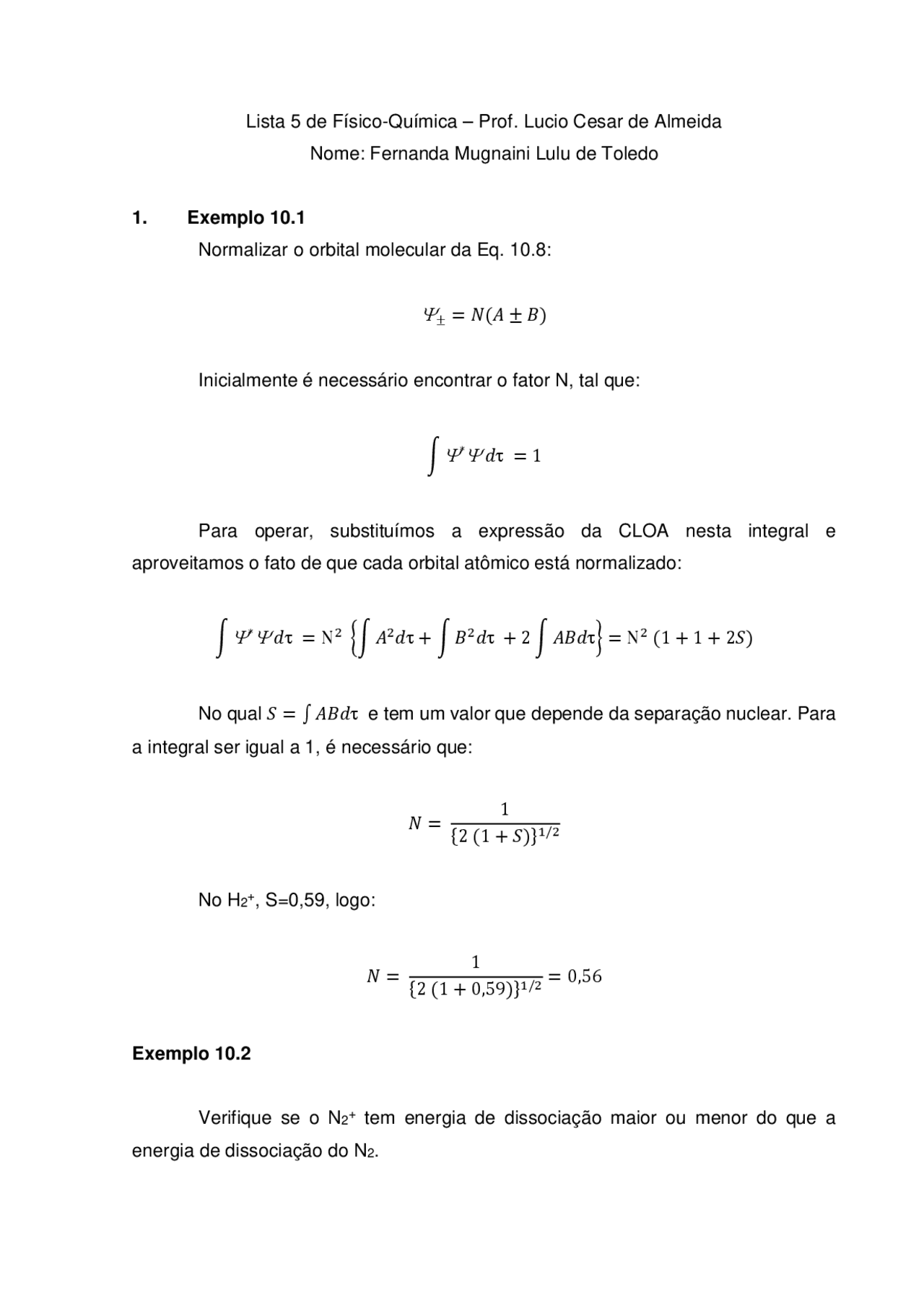 Exercicios De Quantica Resolvidos Docsity