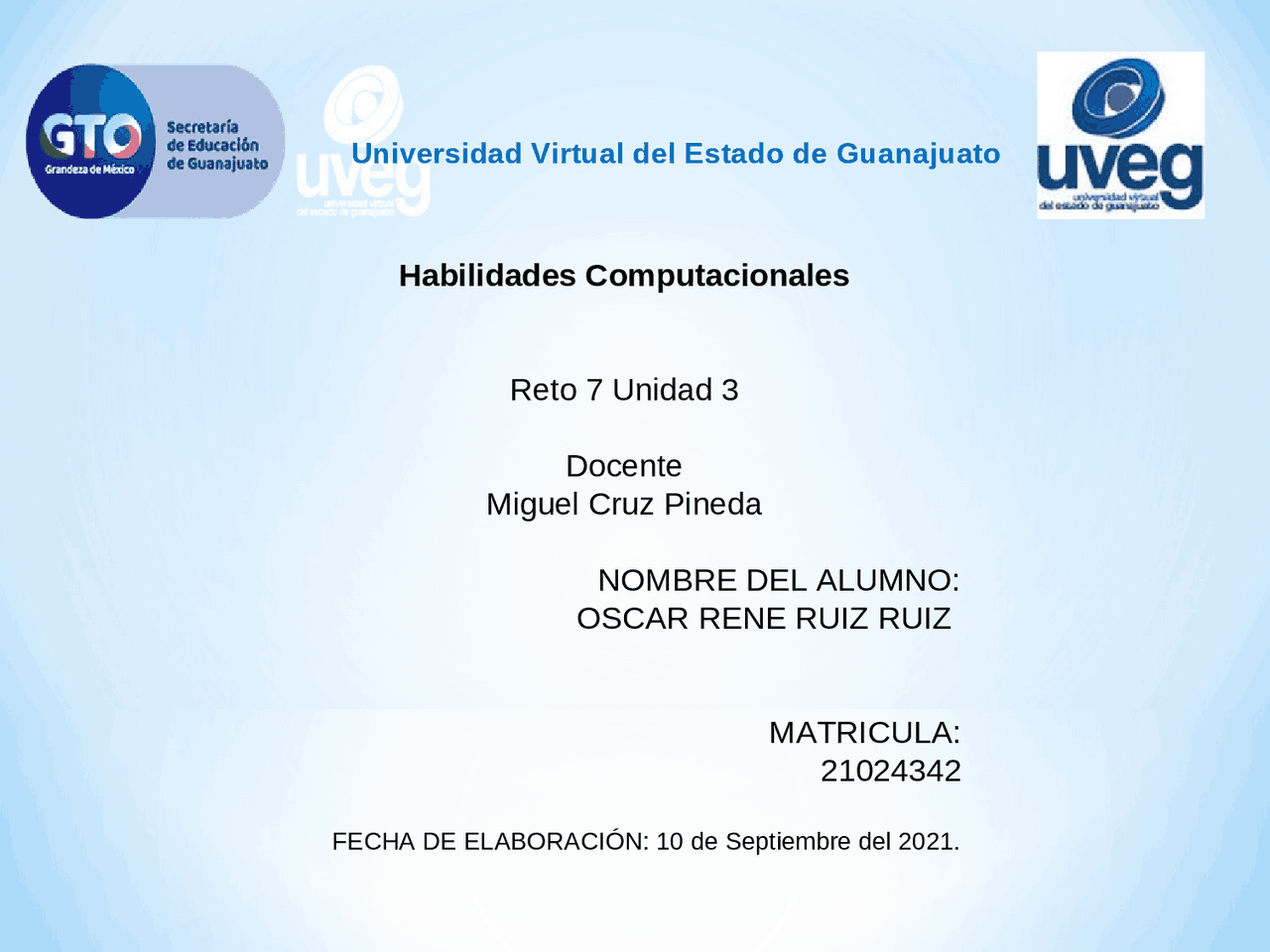 Reto 7 unidad 3 de habilidades computacionales - Docsity