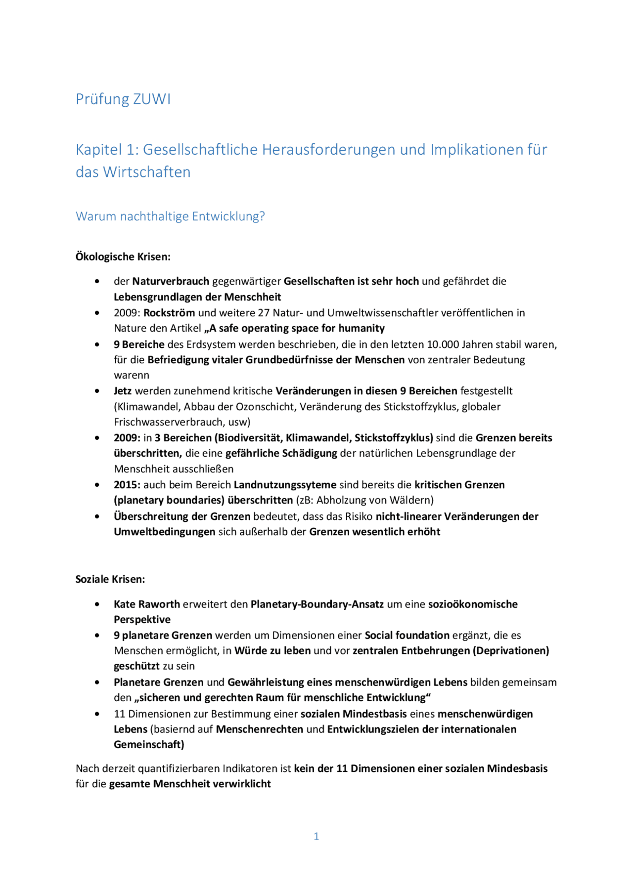 Hilfreiche Zusammenfassung Für Zukunftsfähiges Wirtschaften I Wu Wien