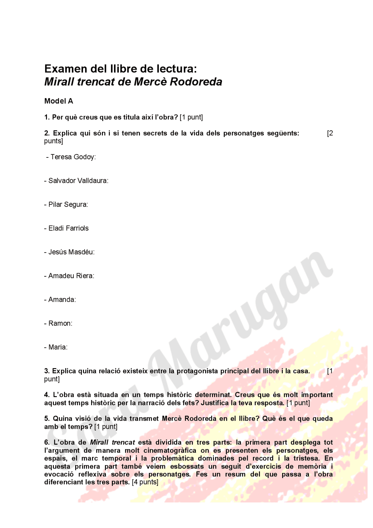 Libro Mirall Trencat Posible Examen Docsity