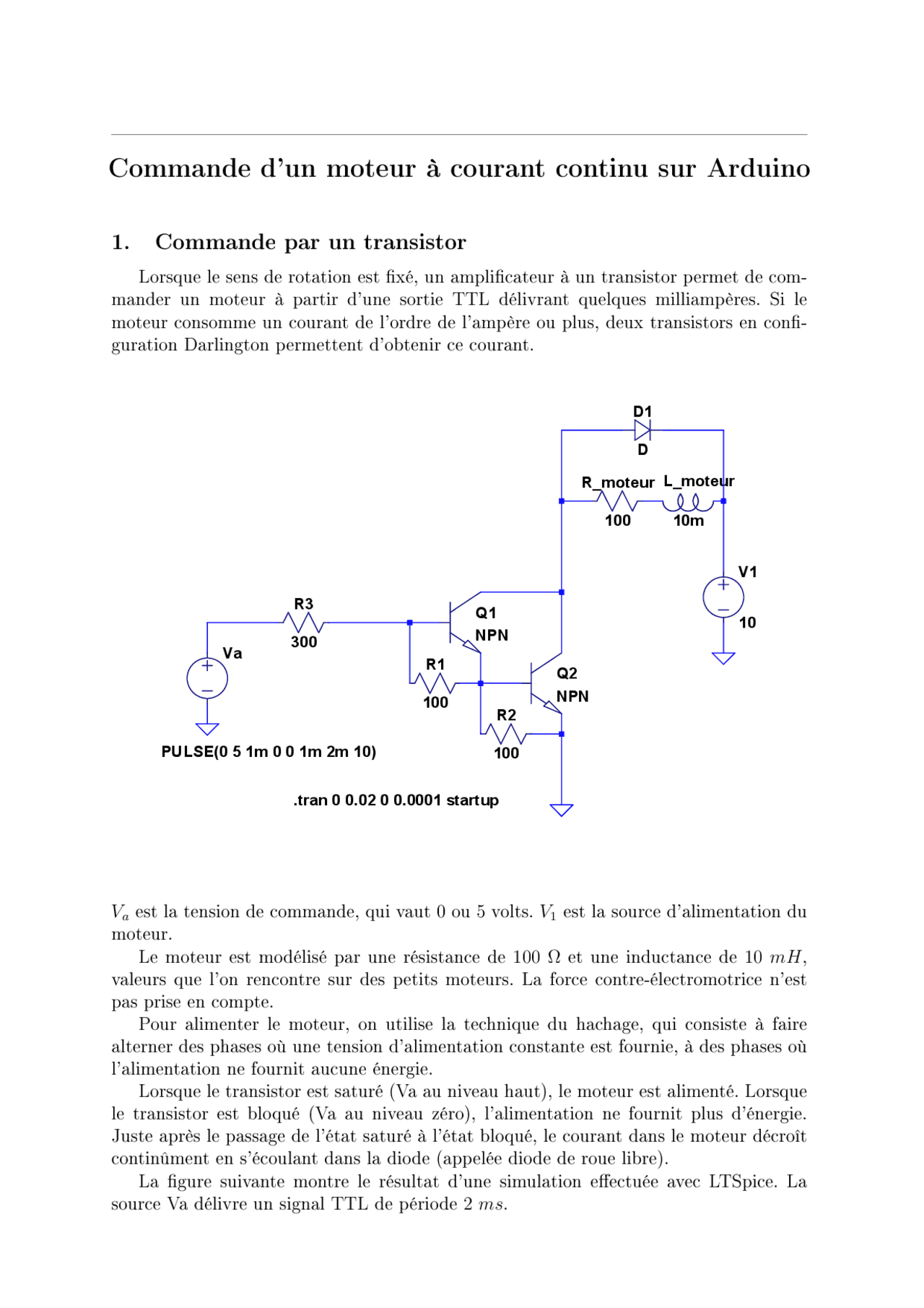Commande Dun Moteur à Courant Continu Sur Arduino Docsity
