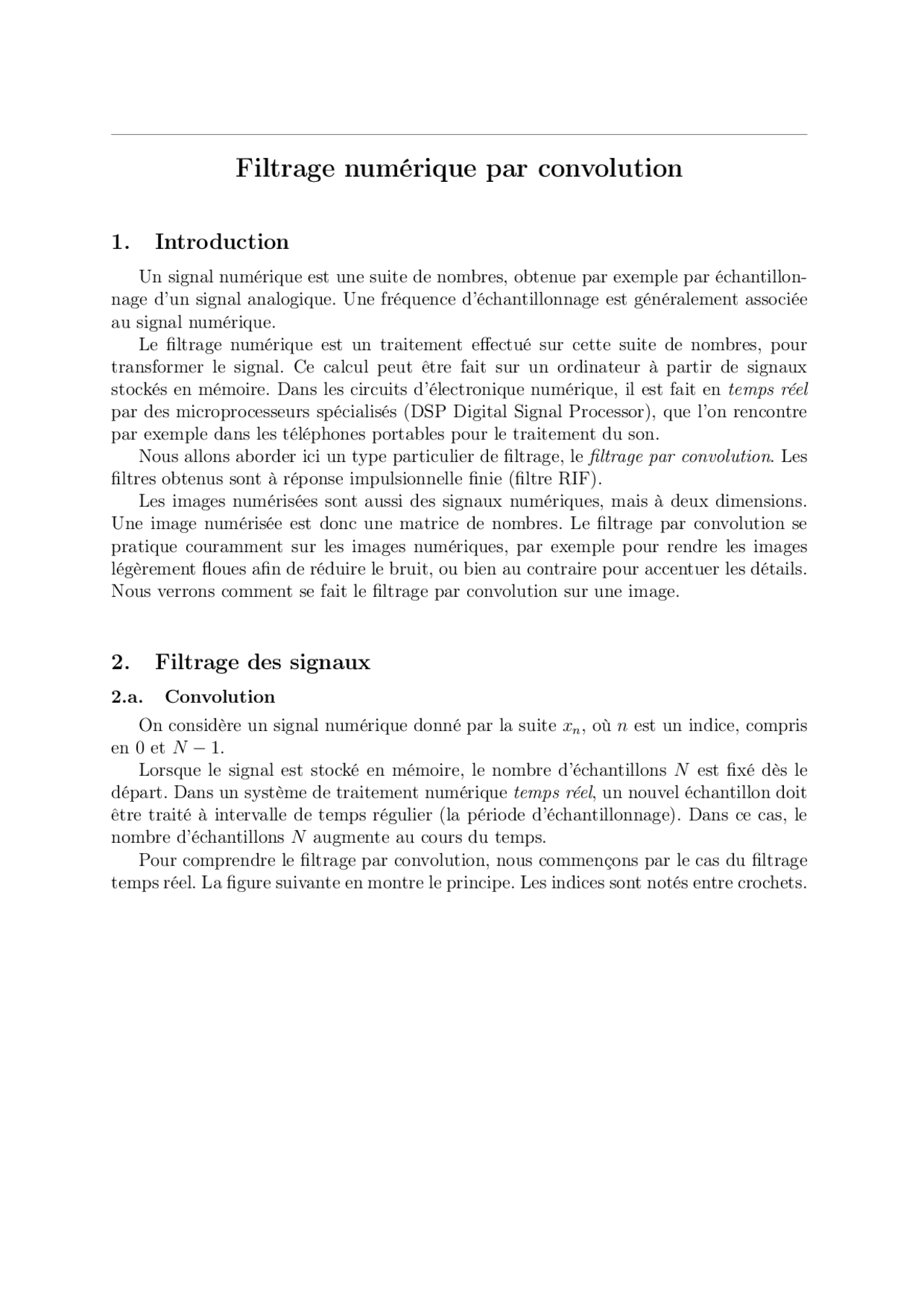 Filtrage Numérique Par Convolution Docsity