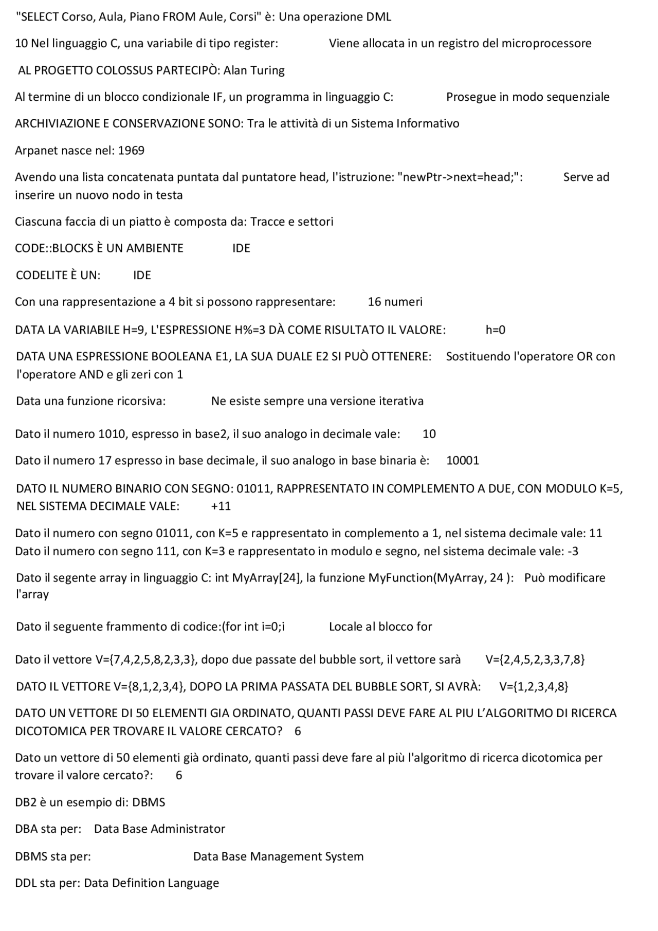 Esame Completo Informatica Mercatorum Ingegneria Gestionale Prove D