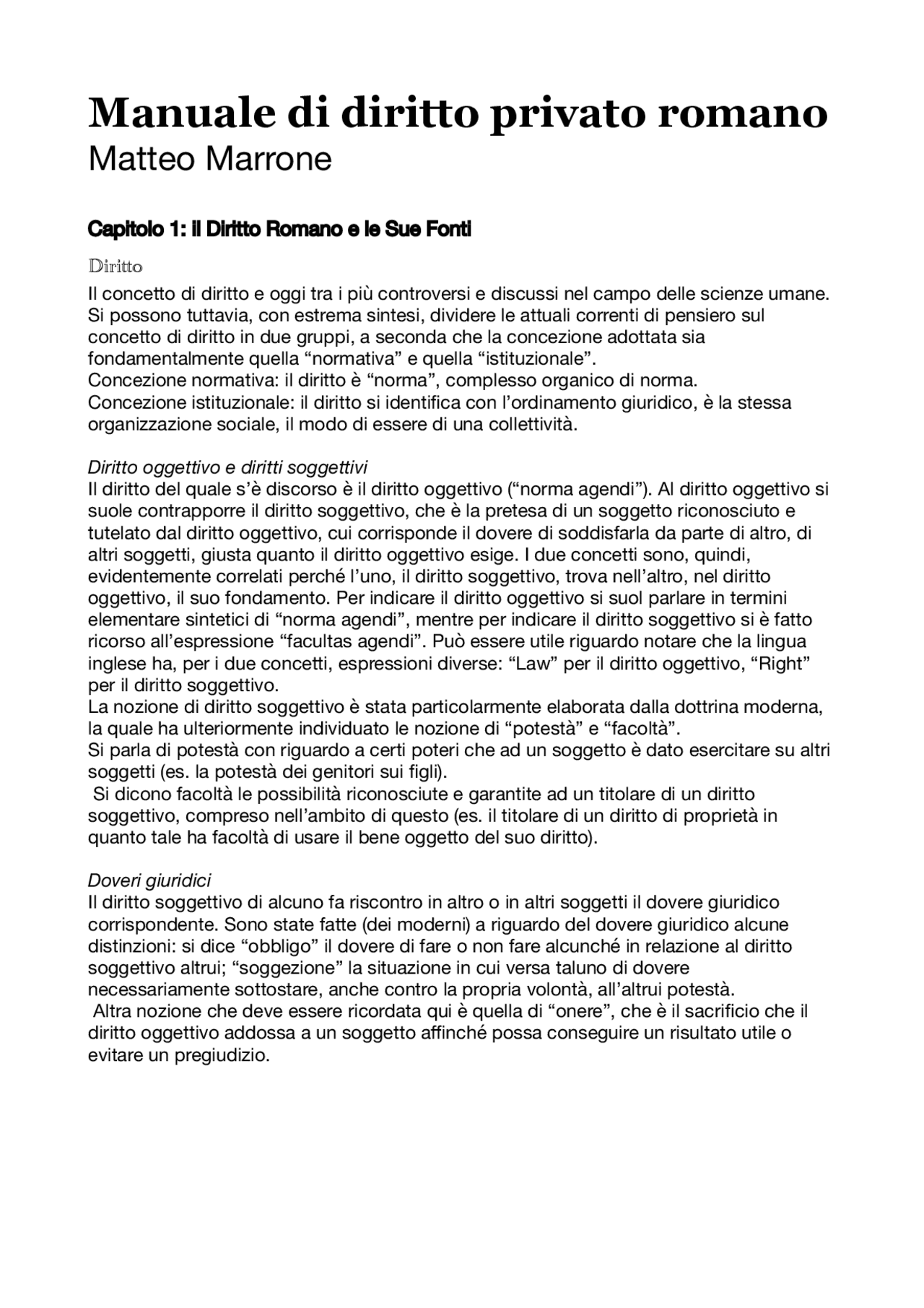 Riassunto Manuale Diritto Romano Docsity