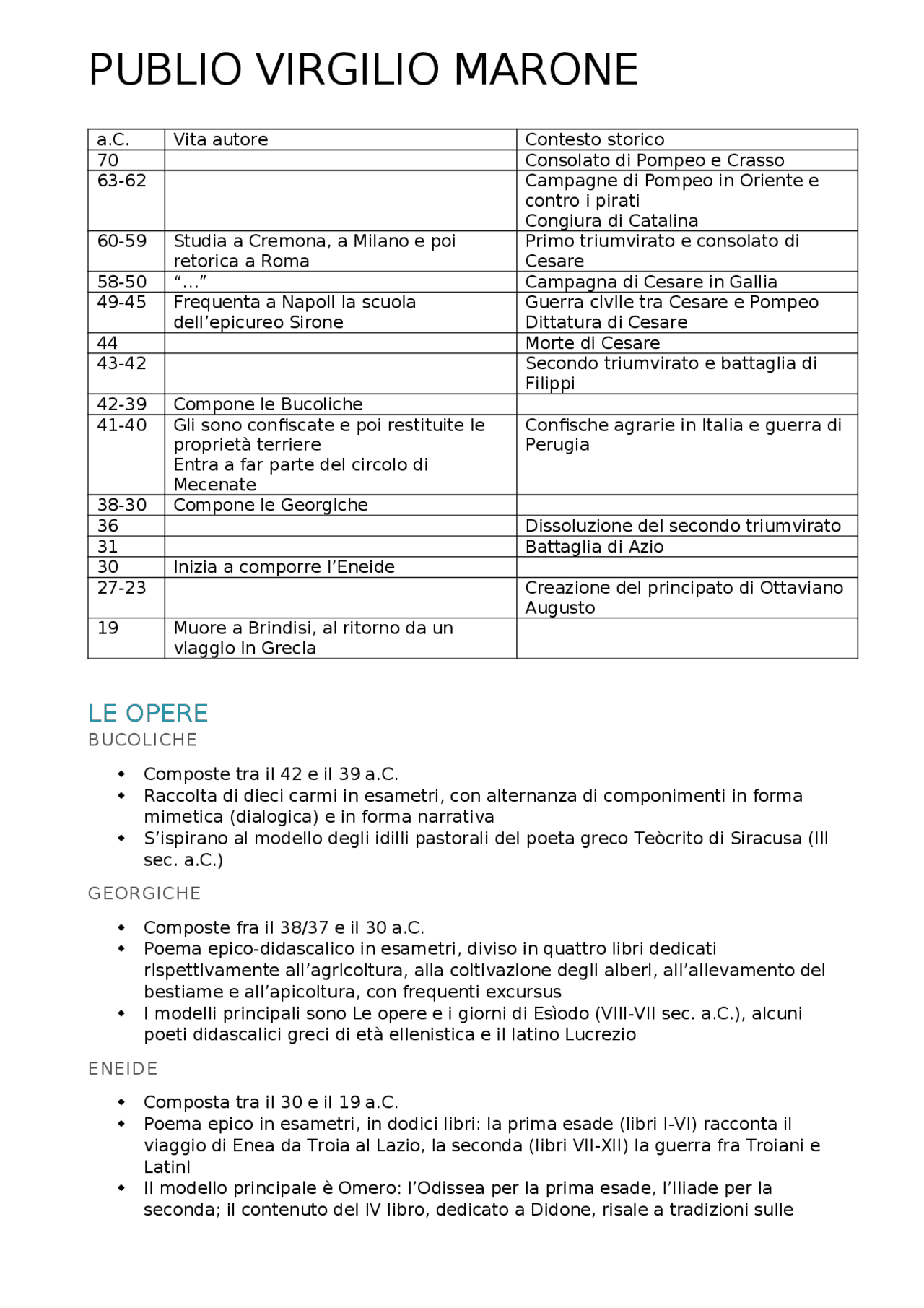 Publio Virgilio Vita E Opere Docsity