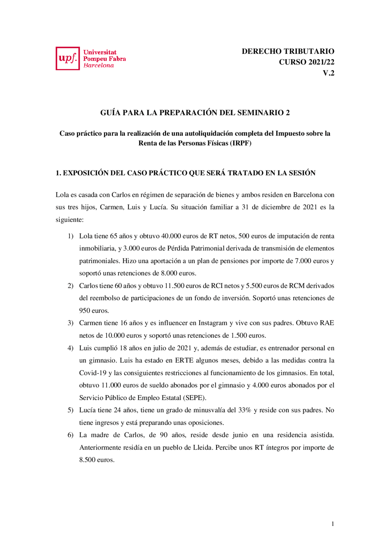 Ejercicio Seminario 2 Derecho Tributario Docsity