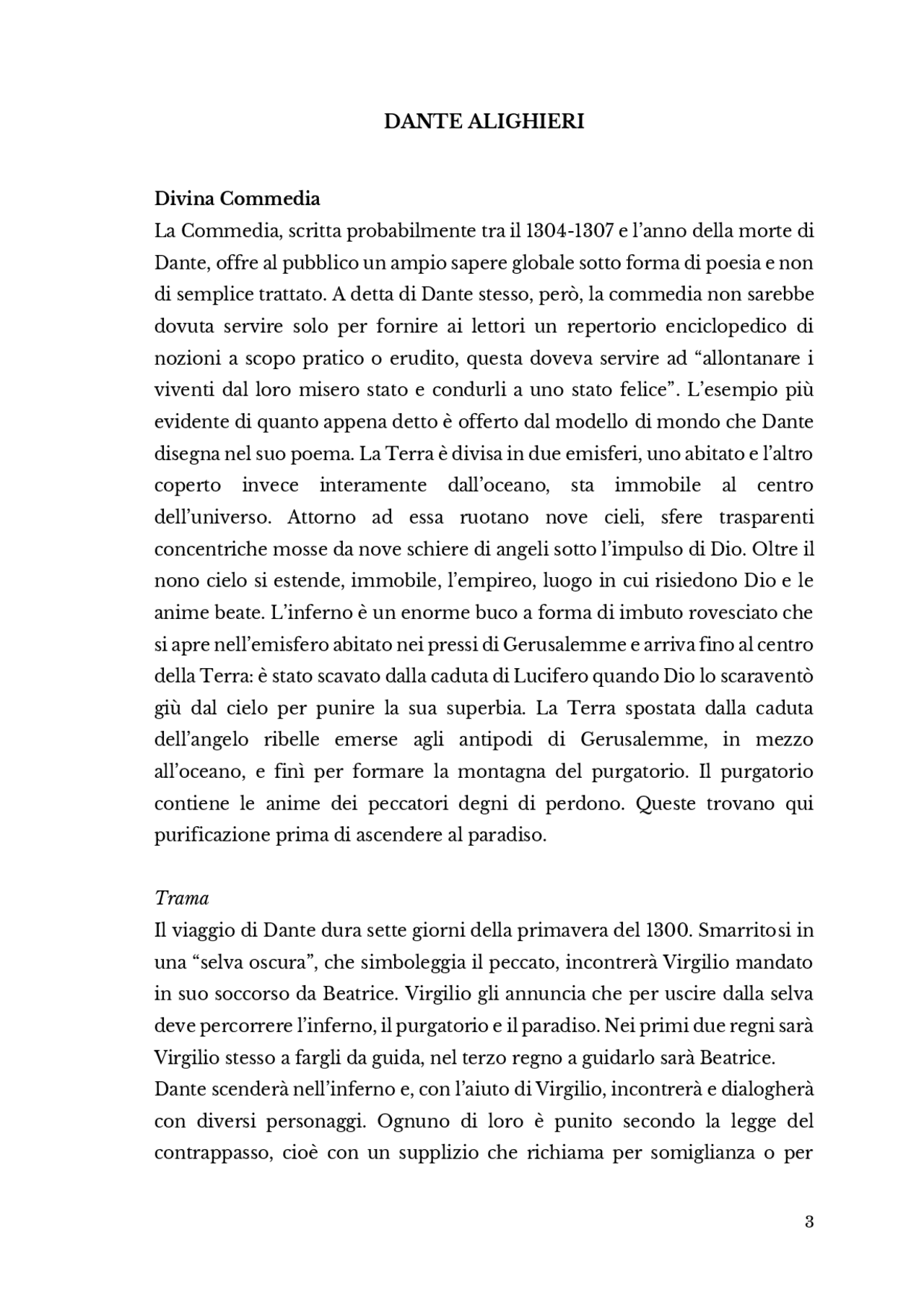 Dante Divina Commedia Docsity