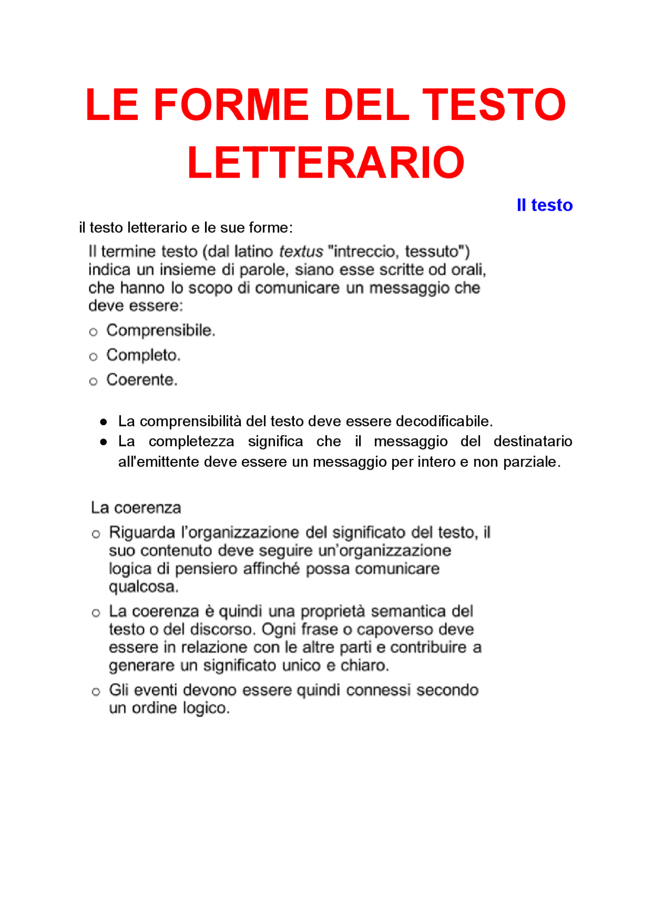 Le Forme Del Testo Letterario Docsity