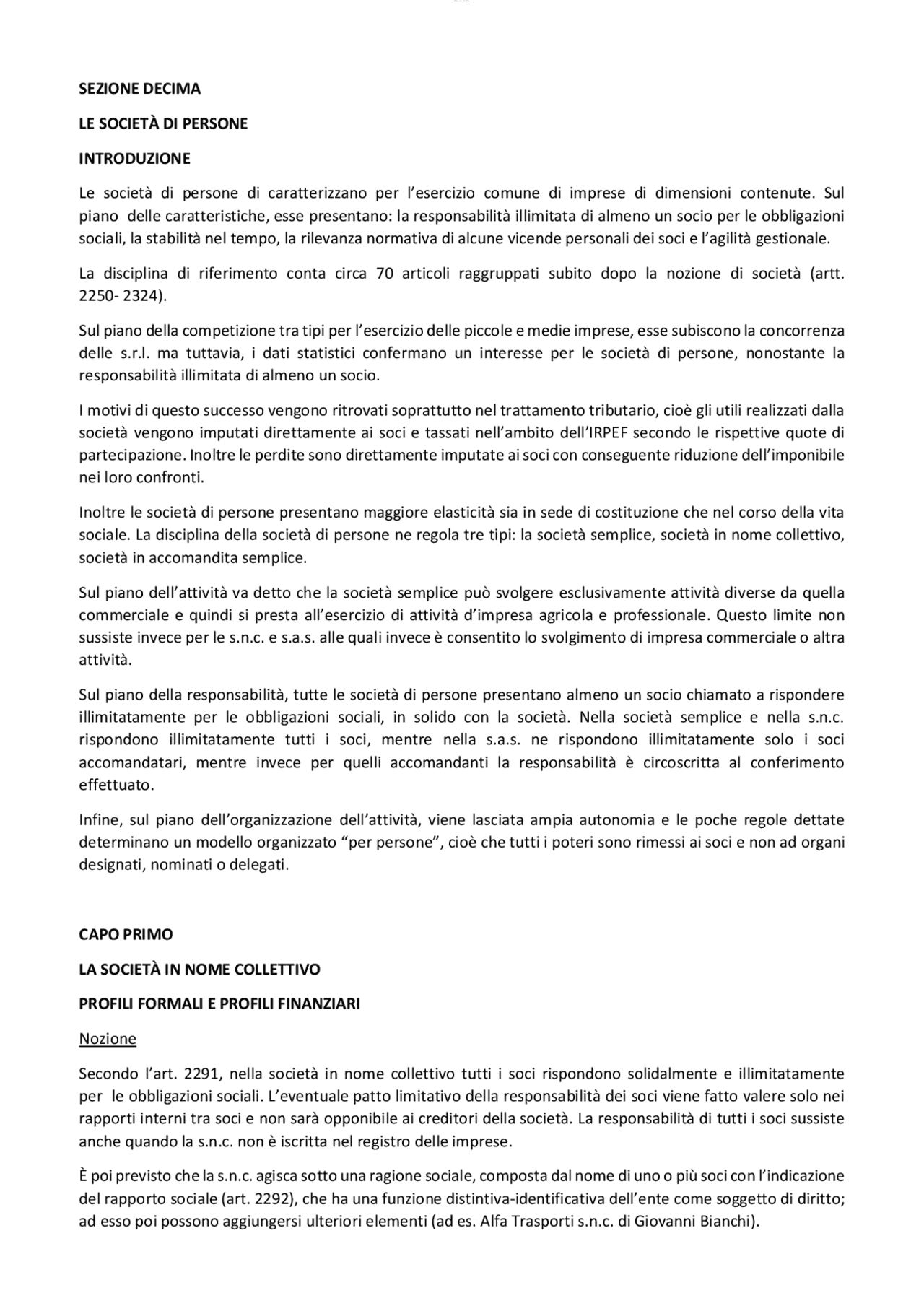 Societa Di Persone Ss Snc E Sas Docsity