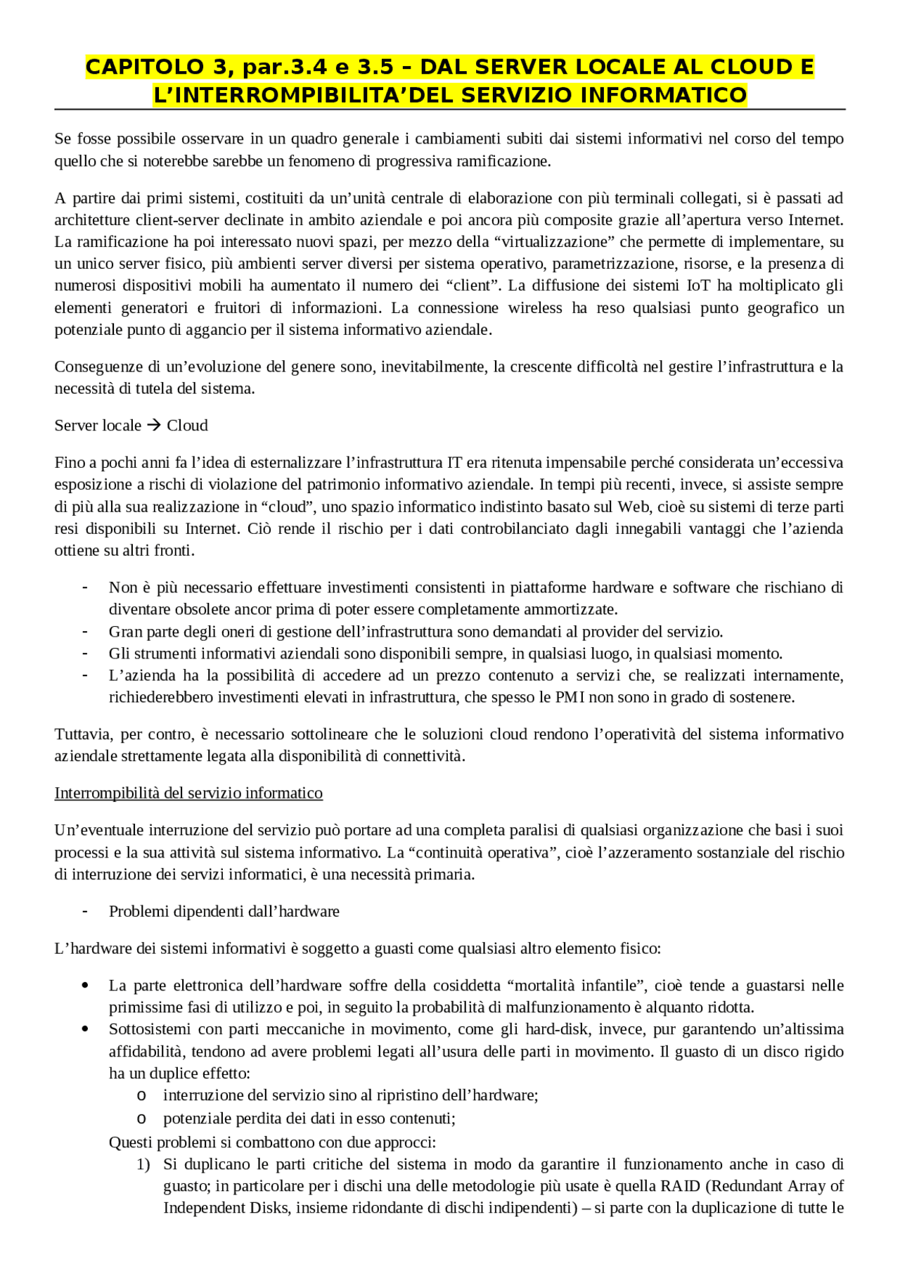 Sintesi Sistemi Informativi Docsity