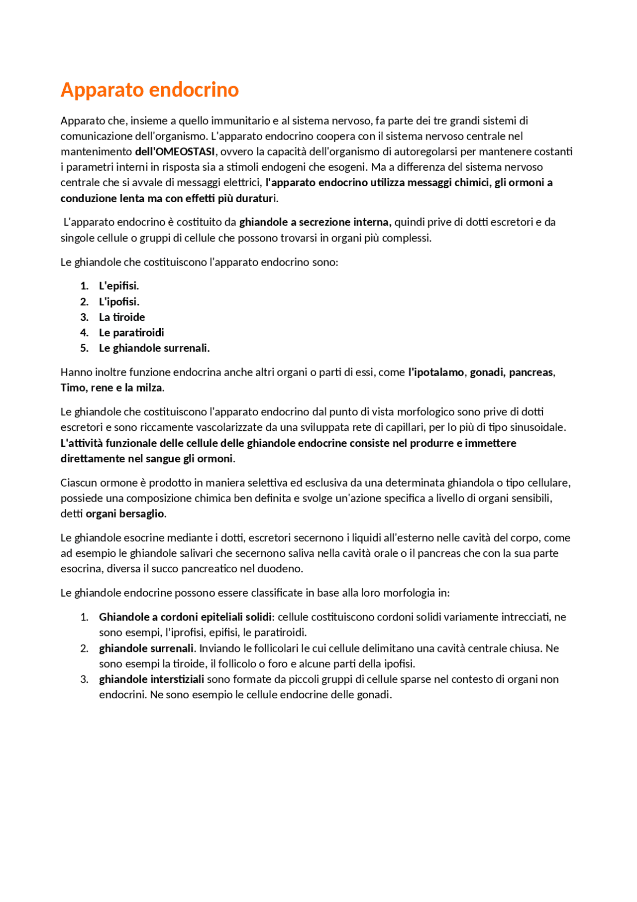 Apparato Endocrino Ormoni Fondamentali Dispense Di Anatomia Docsity